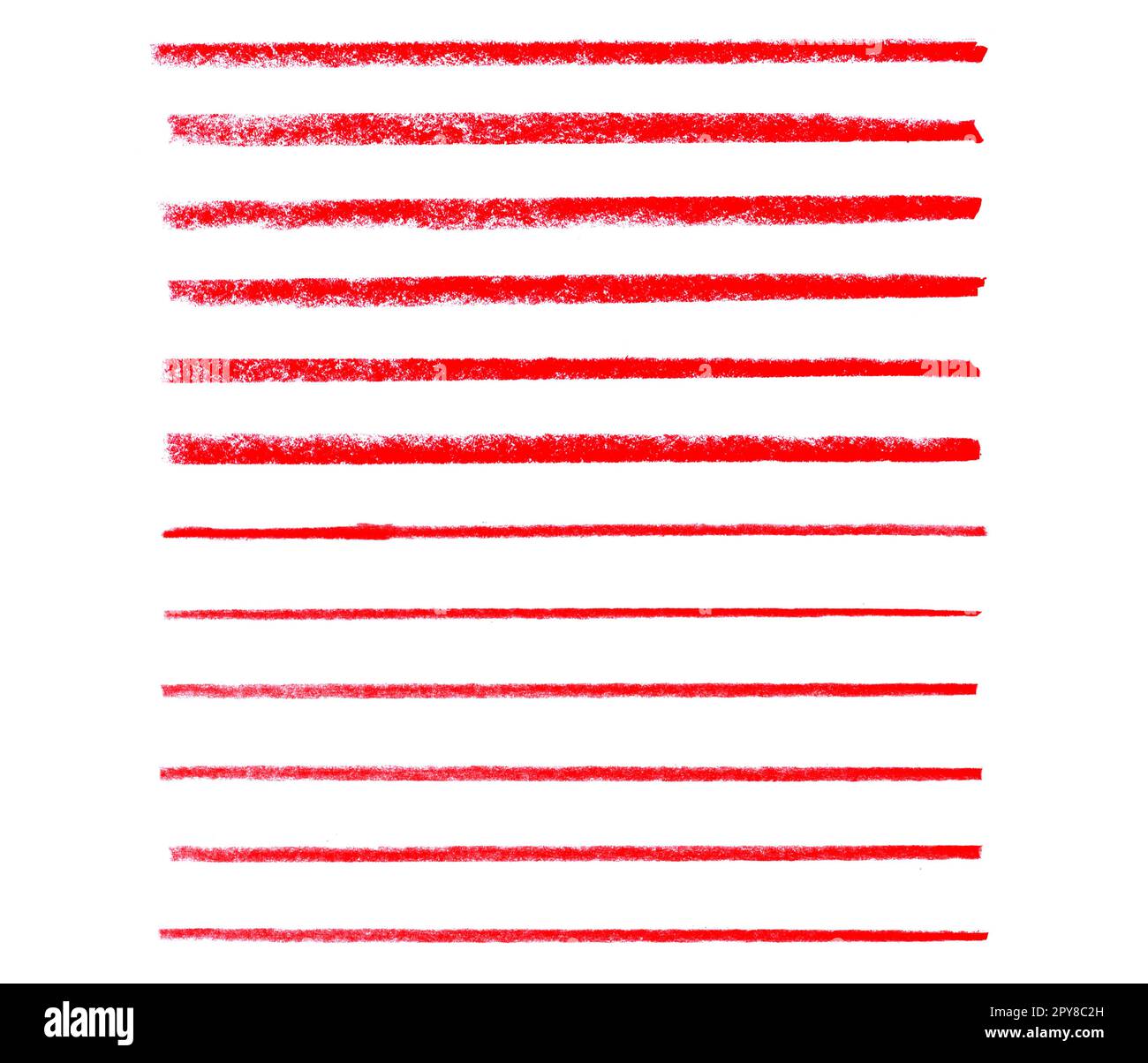 Collection of 12 hand painted red stripes made with pencil or chalk ...