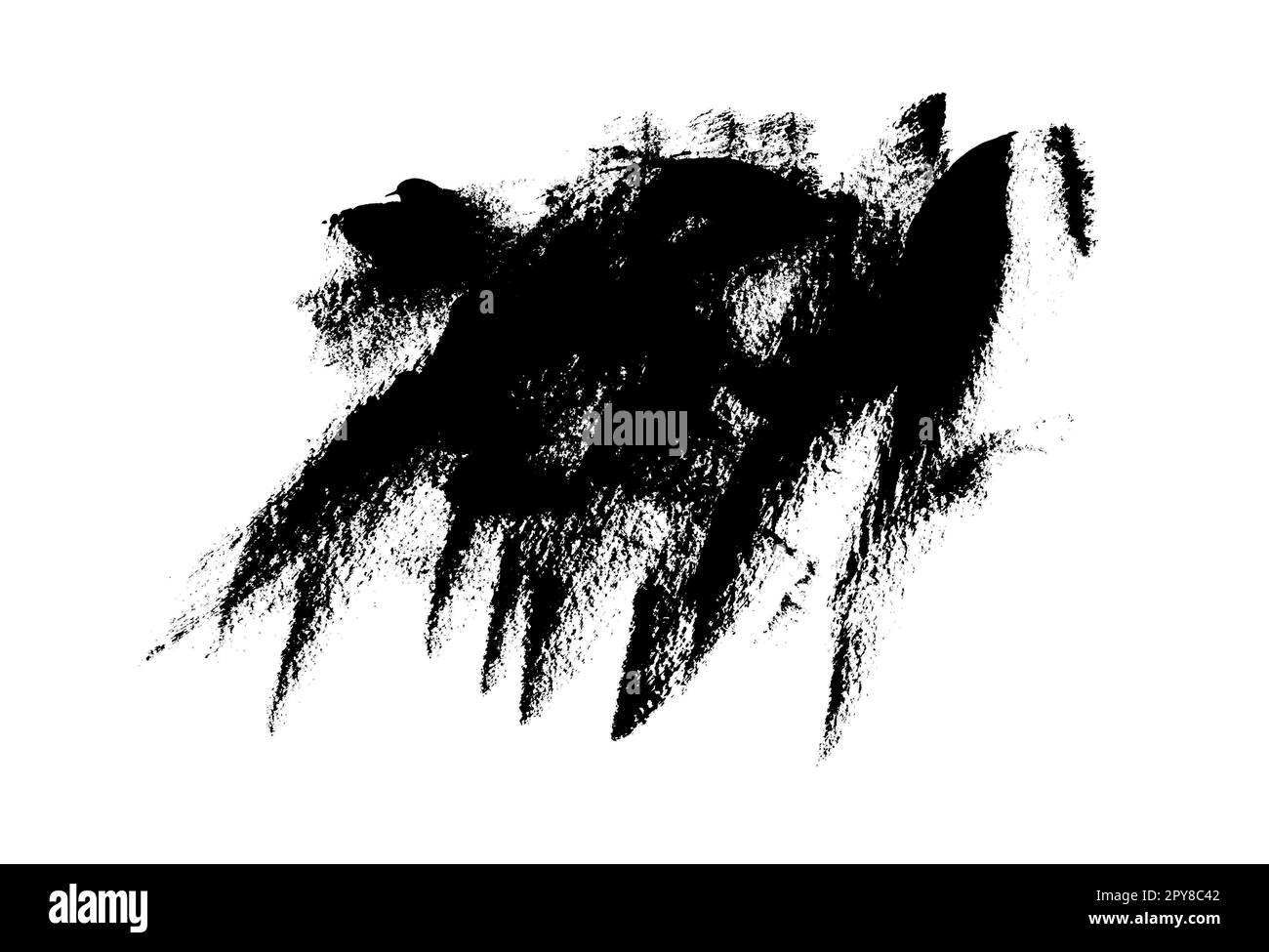 Very dirty black paintbrush drawing on white background Stock Photo - Alamy
