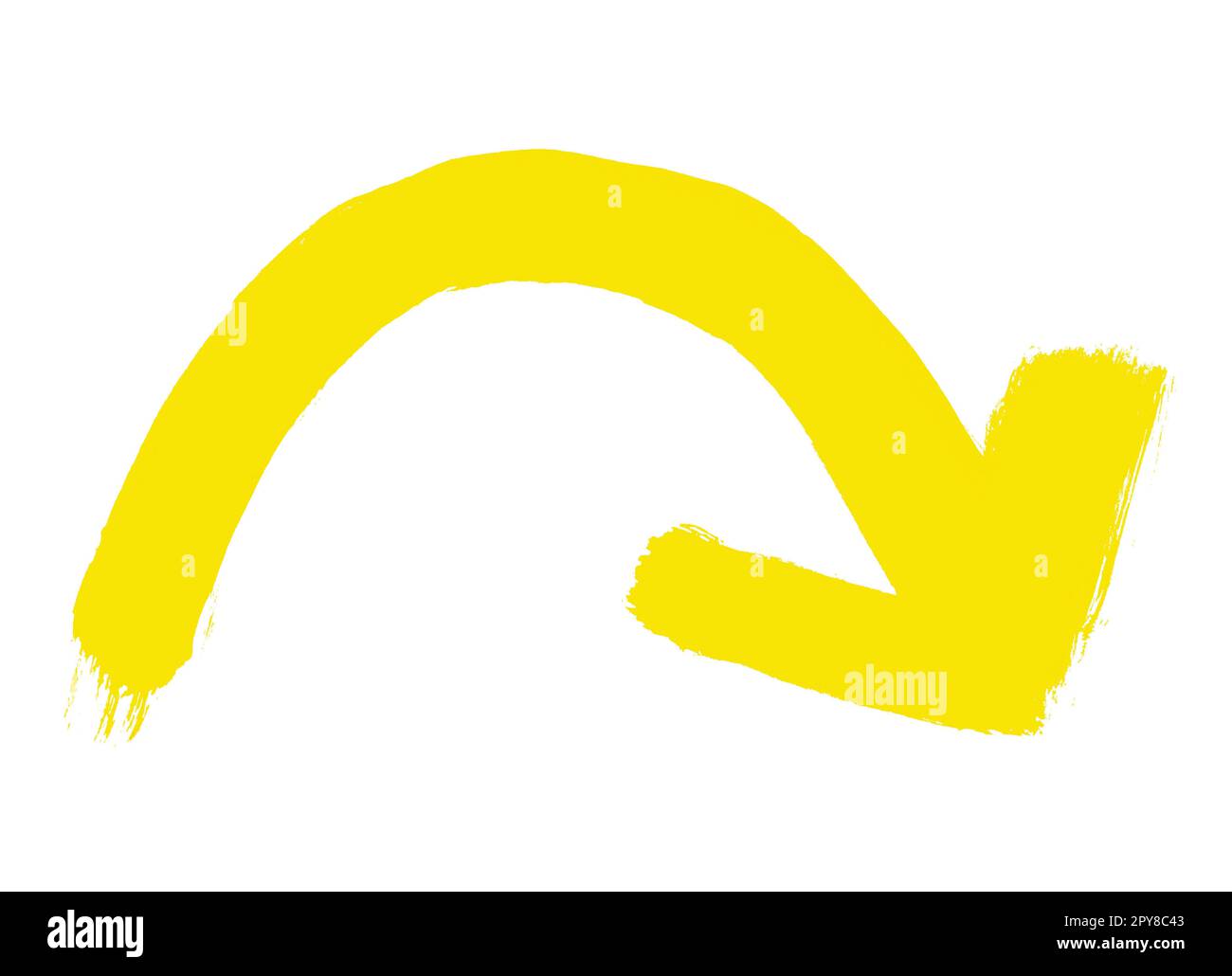 Yellow hand drawn arrow with curve Stock Photo - Alamy