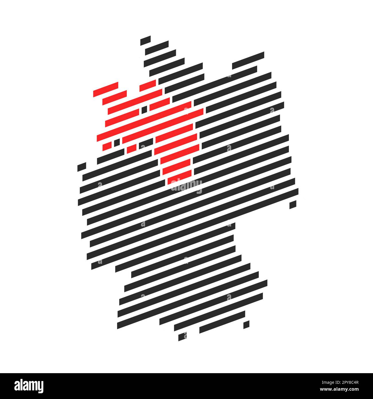 Modern diagonal black stripe map of Germany showing Federal State of ...
