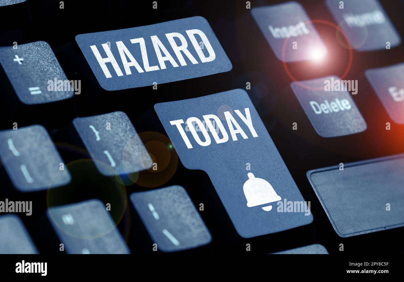 Text showing inspiration Hazard. Word Written on account or statement ...