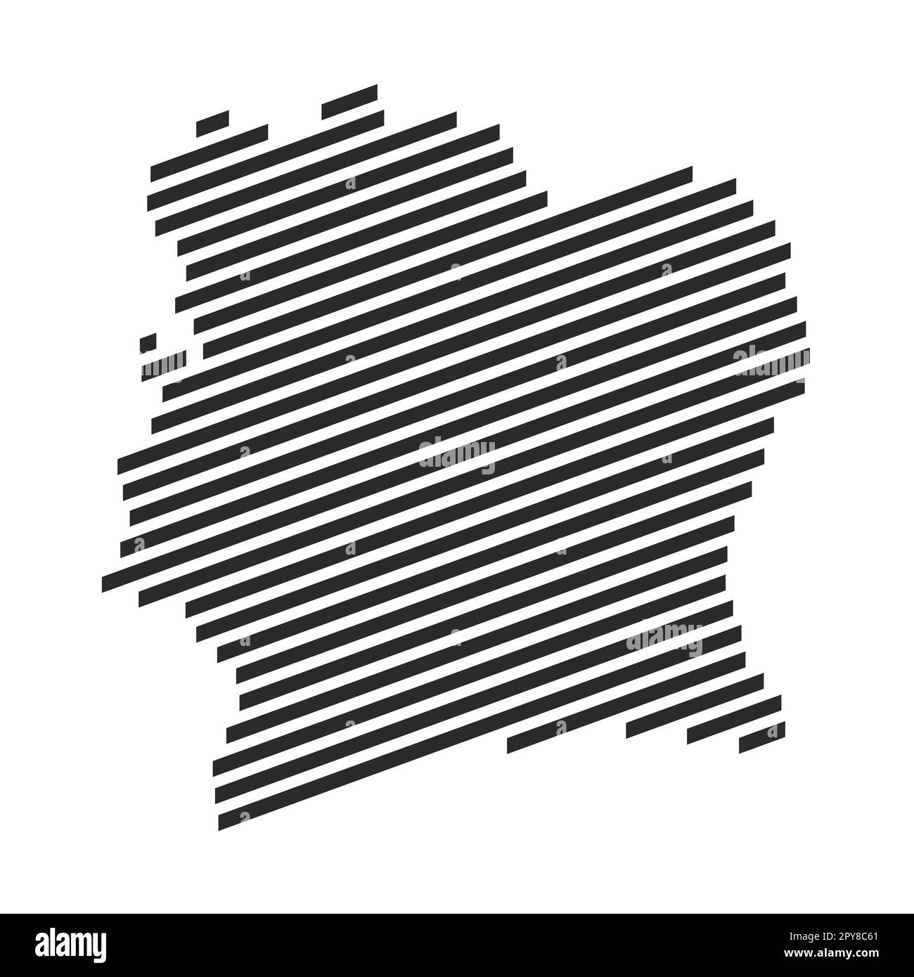 Diagonal black stripe map of Ivory Coast Stock Photo - Alamy