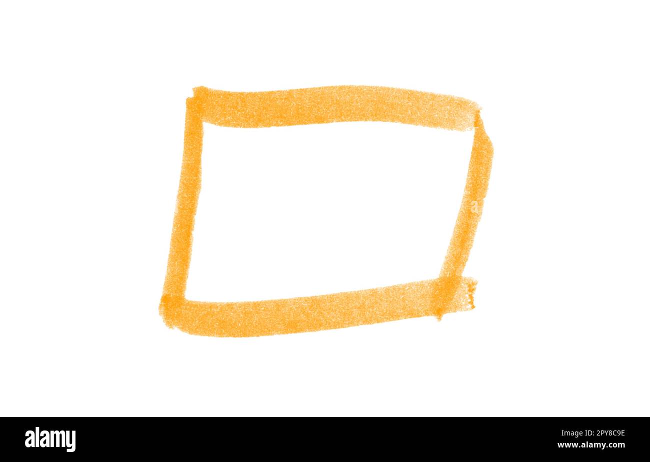 Dirty hand painted rectangle frame made with pencil orange Stock Photo ...
