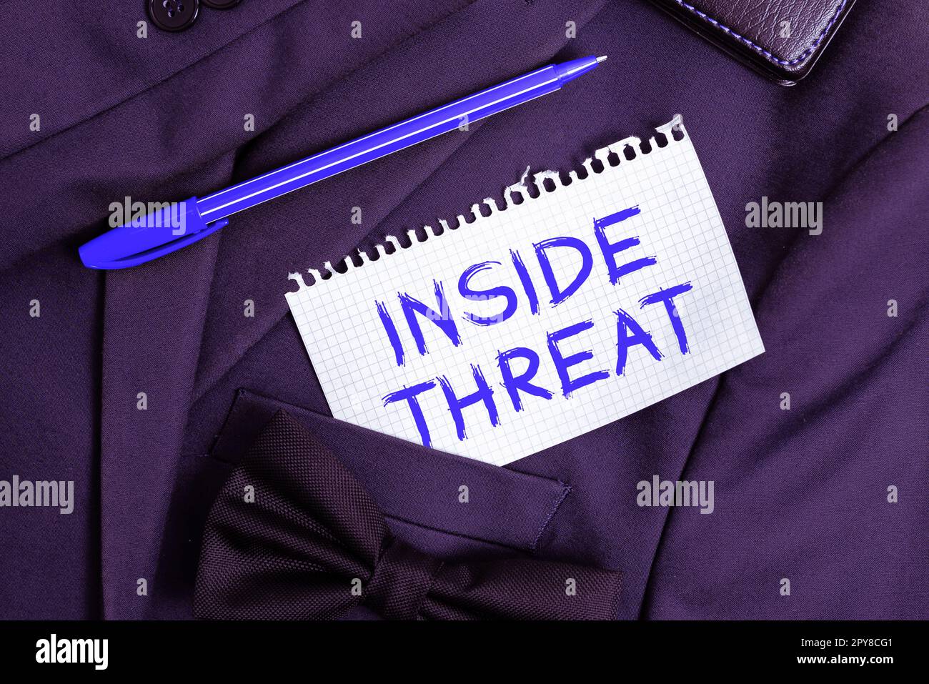 Sign displaying Inside Threat. Word Written on Information that only an ...