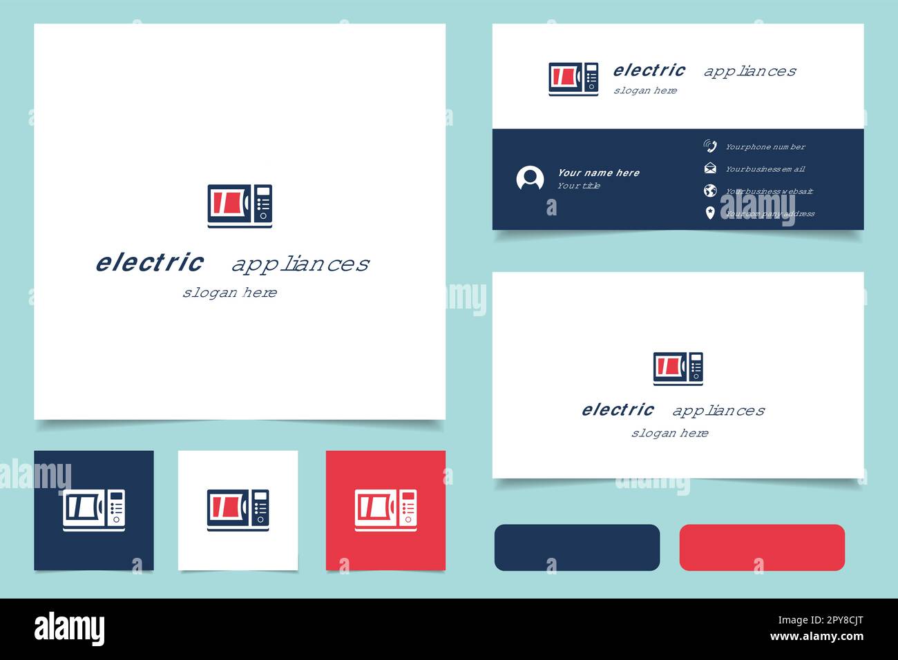 Electric appliance logo design with editable slogan. Branding book and ...