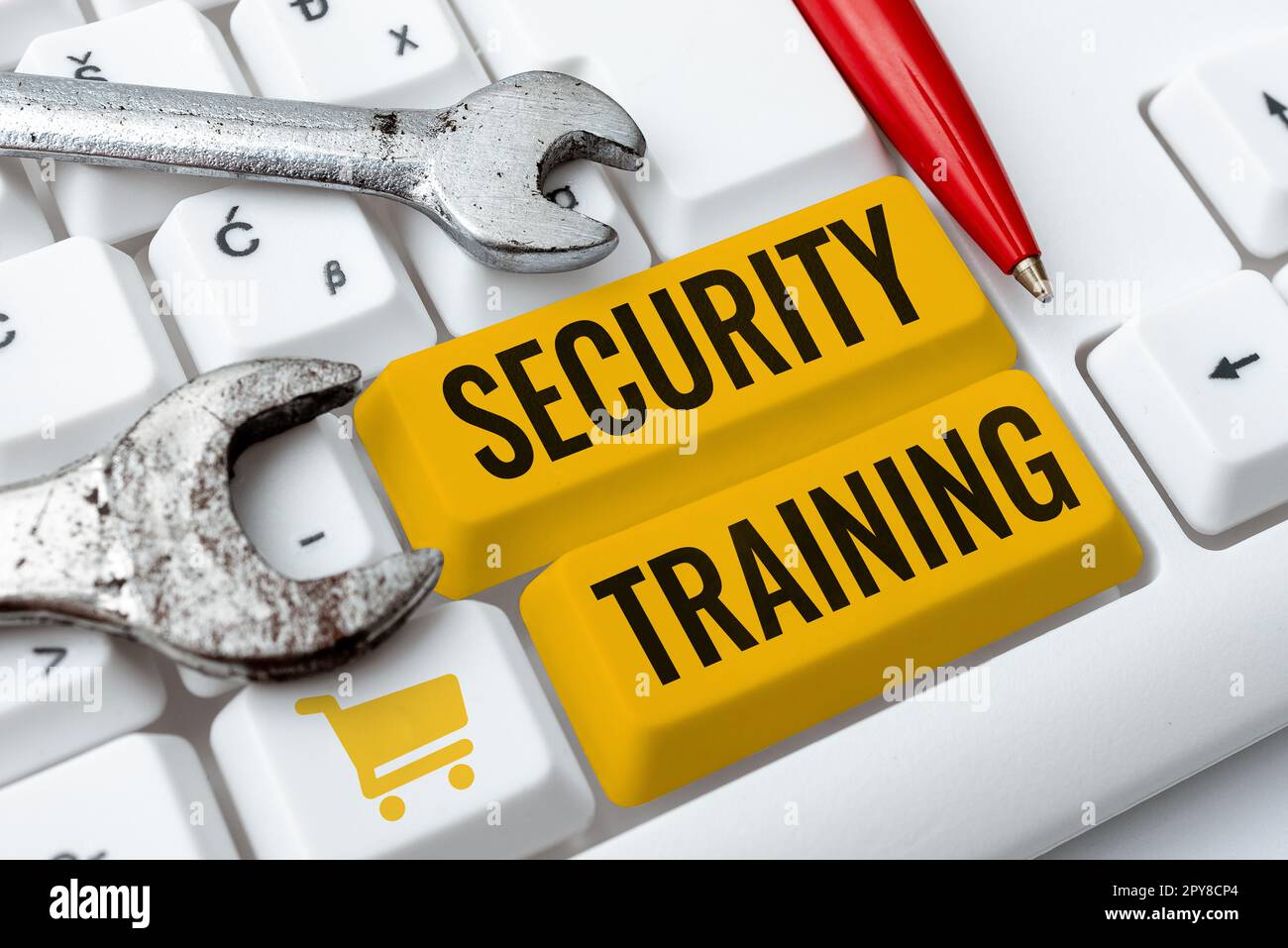 Handwriting text Security Training. Word for providing security ...