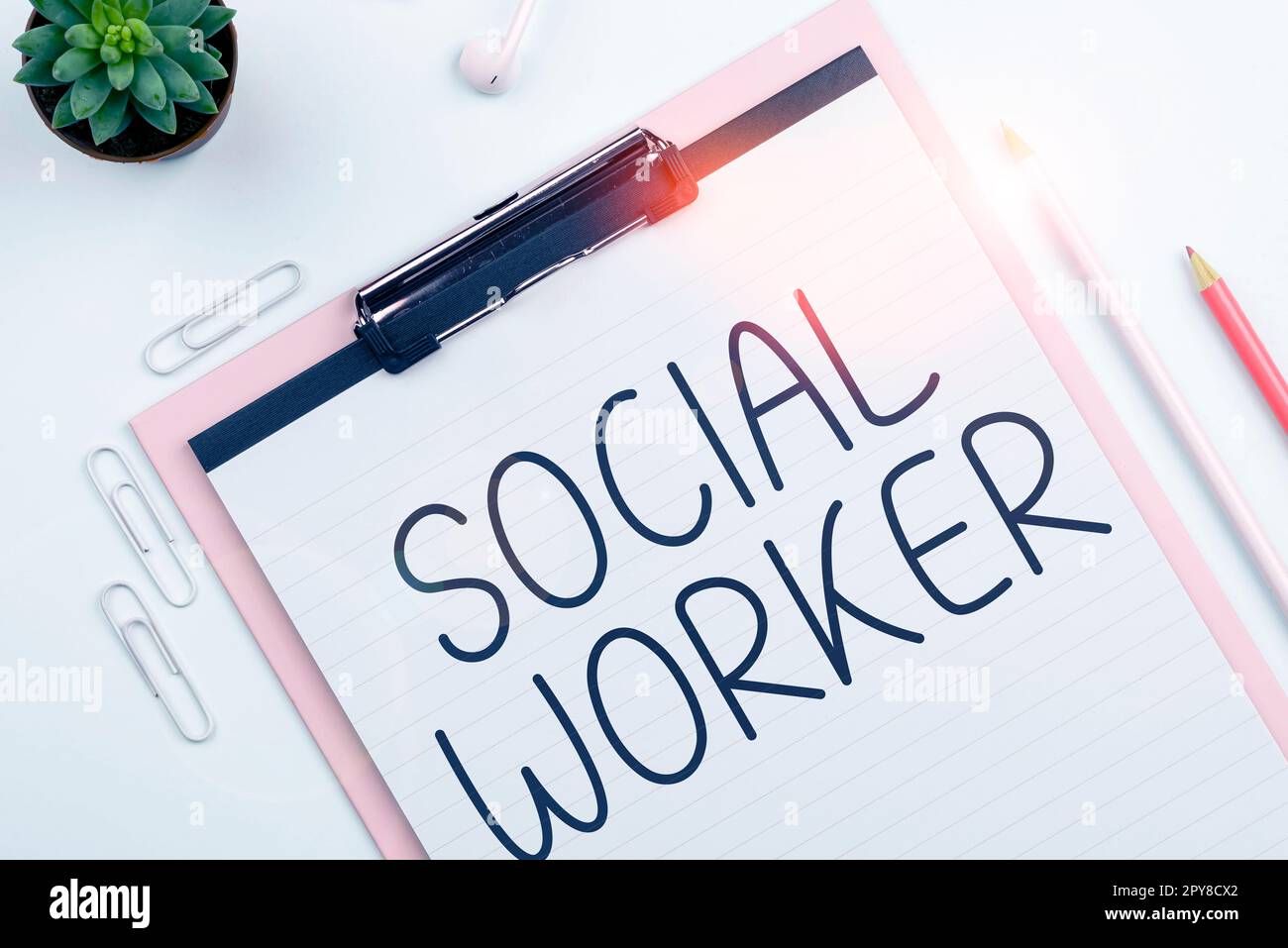 Sign displaying Social Worker. Business showcase assistance from state ...