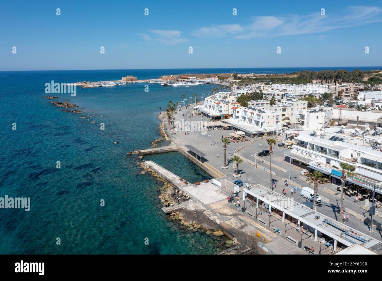 Aerial view of Paphos Castle and harbour area, Paphos Republic of ...