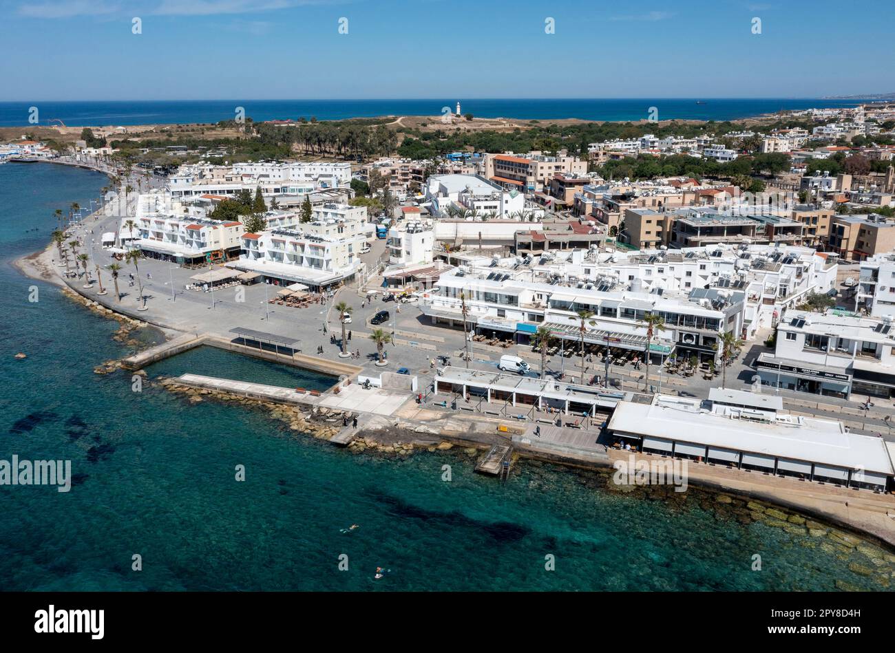 Aerial view of Paphos promenade and tourist area, Paphos, Republic of ...