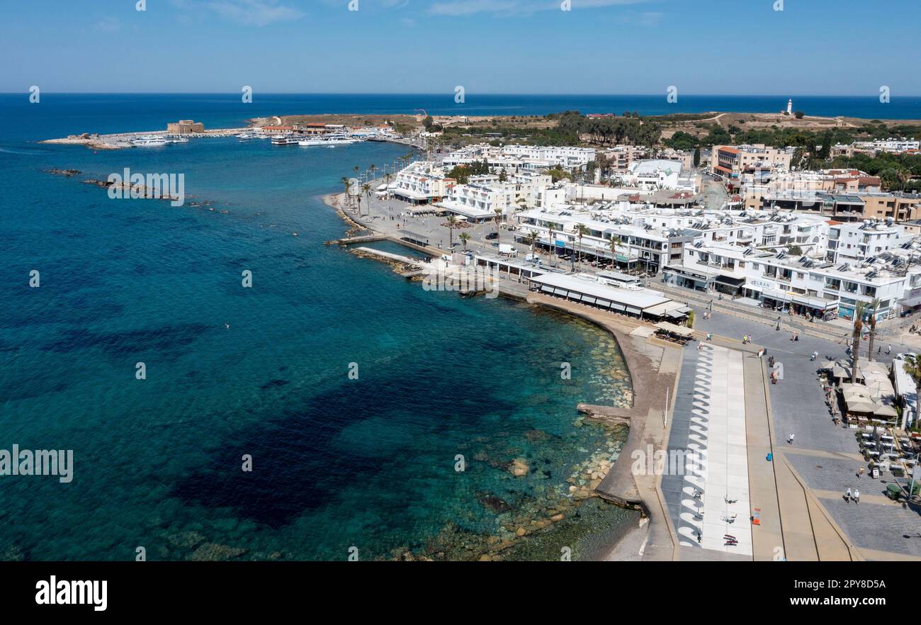 Aerial view of Paphos promenade and tourist area, Paphos, Republic of ...
