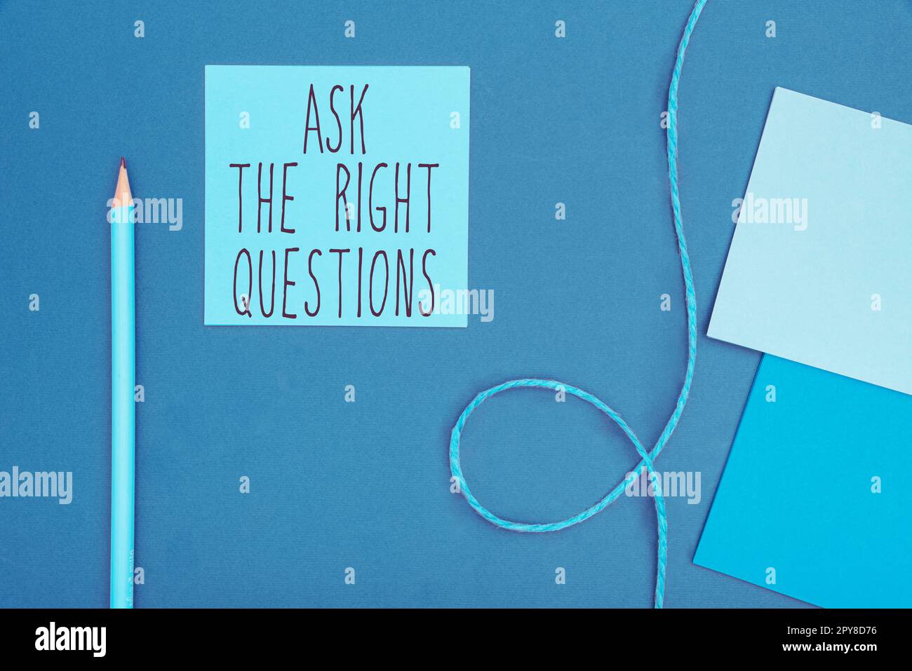 Hand writing sign Ask The Right Questions. Word Written on Look for a ...