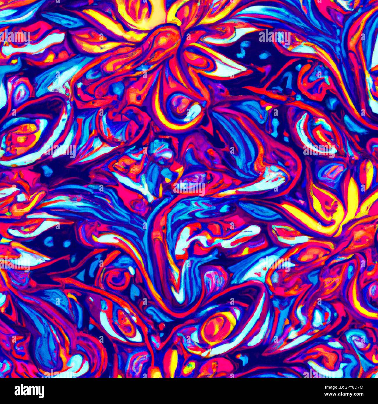 Abstract multicolor flower floral pattern. Psychedelic background ...