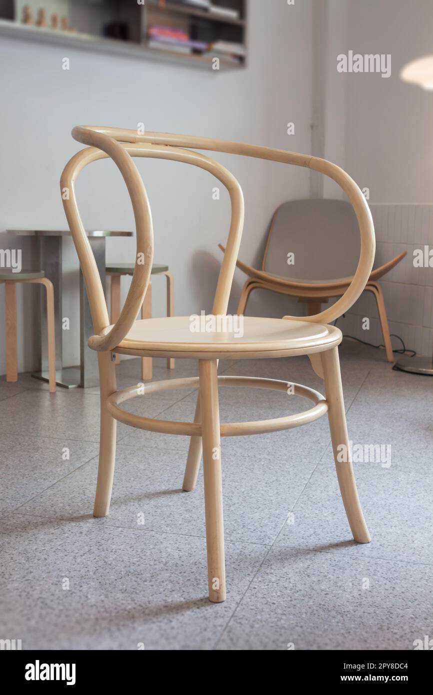 Wooden chair decorated in coffee shop Stock Photo - Alamy