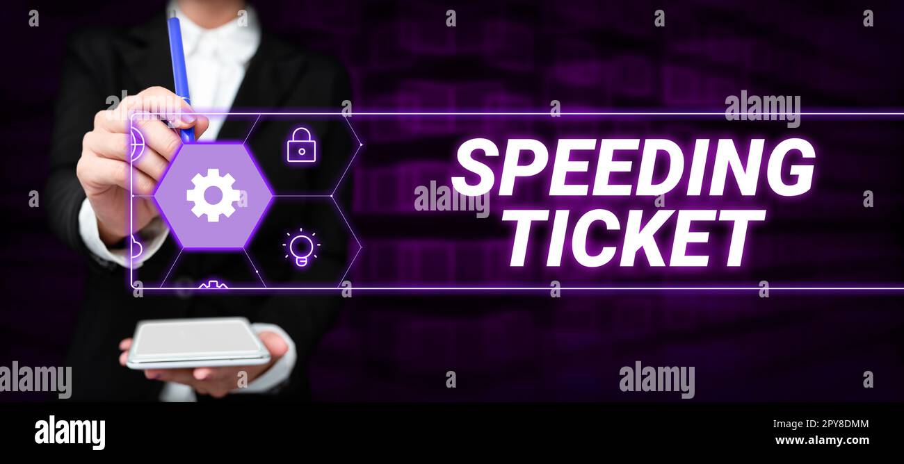 Text caption presenting Speeding Ticket. Business idea psychological ...