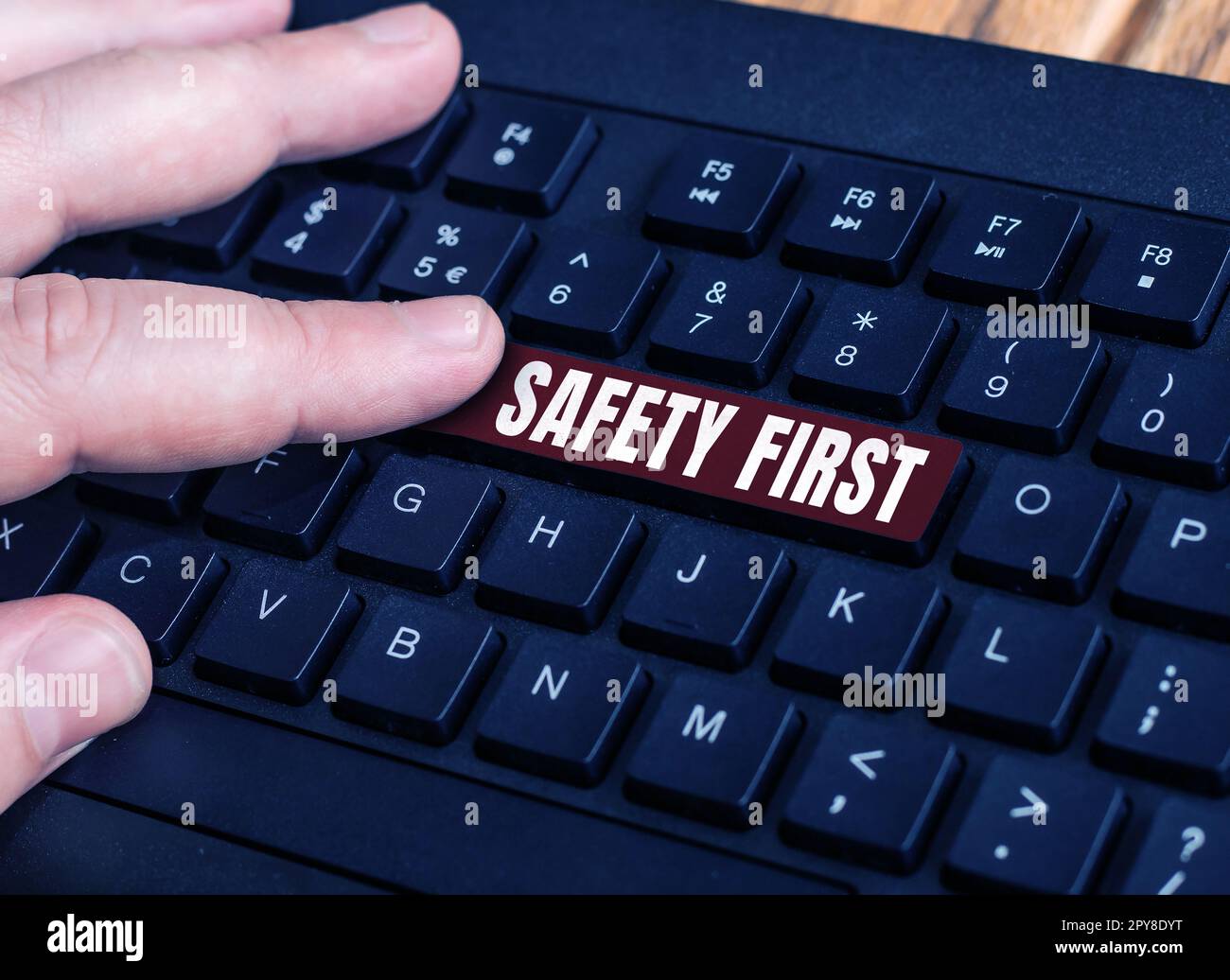 Sign displaying Safety First. Business concept Avoid any unnecessary ...