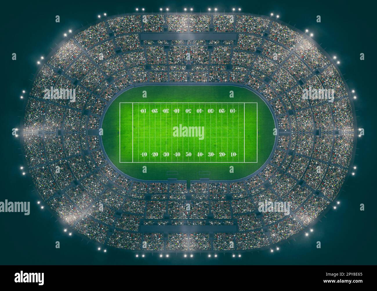 Top view of an american football stadium full of people during a night ...