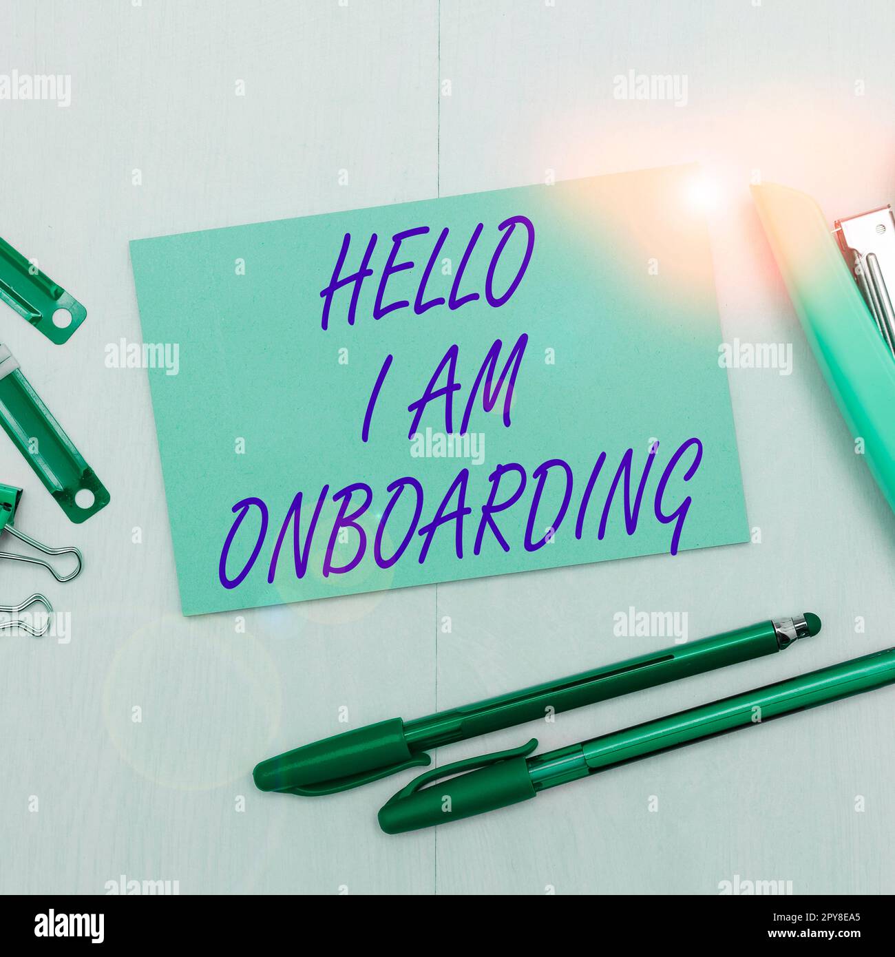 Hand writing sign Hello I Am Onboarding. Business showcase Action Process of integrating a new ...