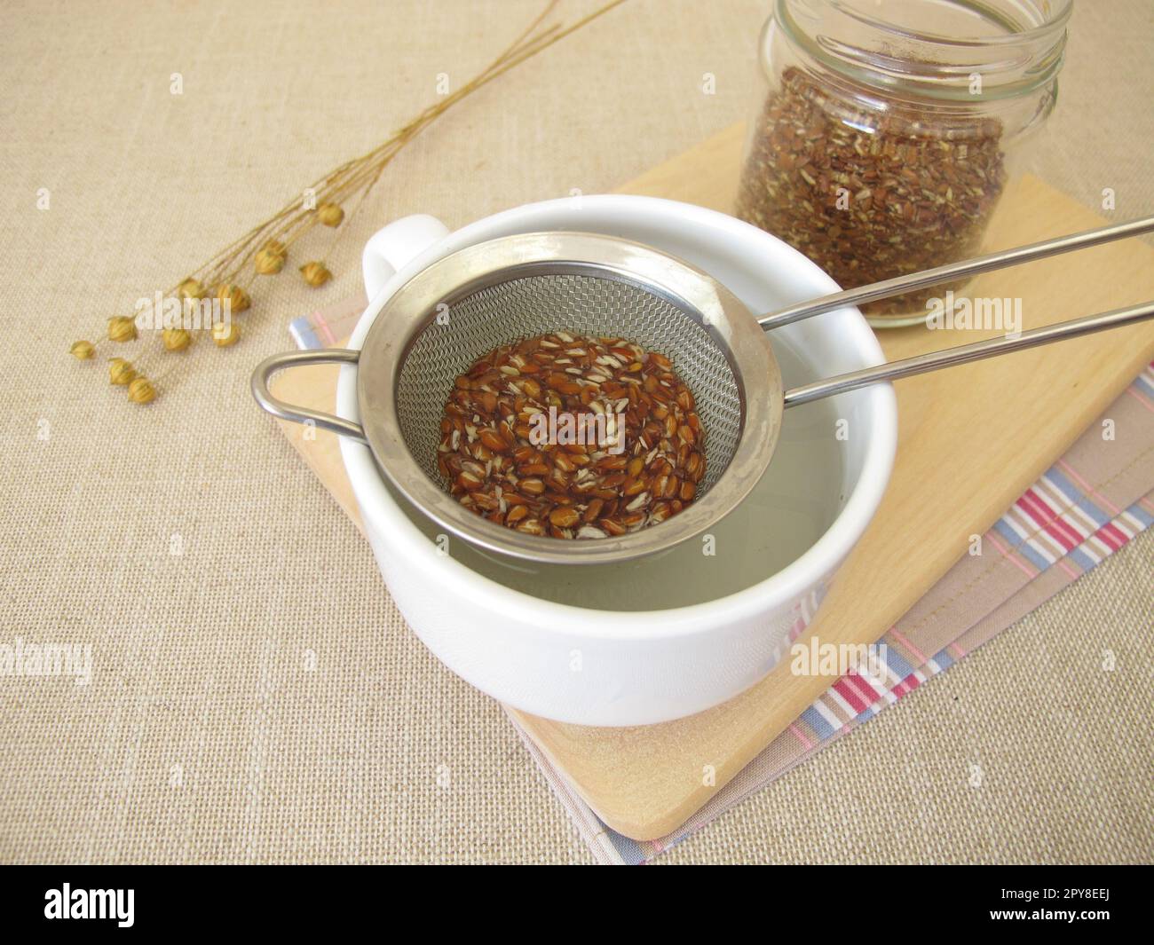 Flaxseed tea, a cup of tea from brown flax seeds Stock Photo - Alamy