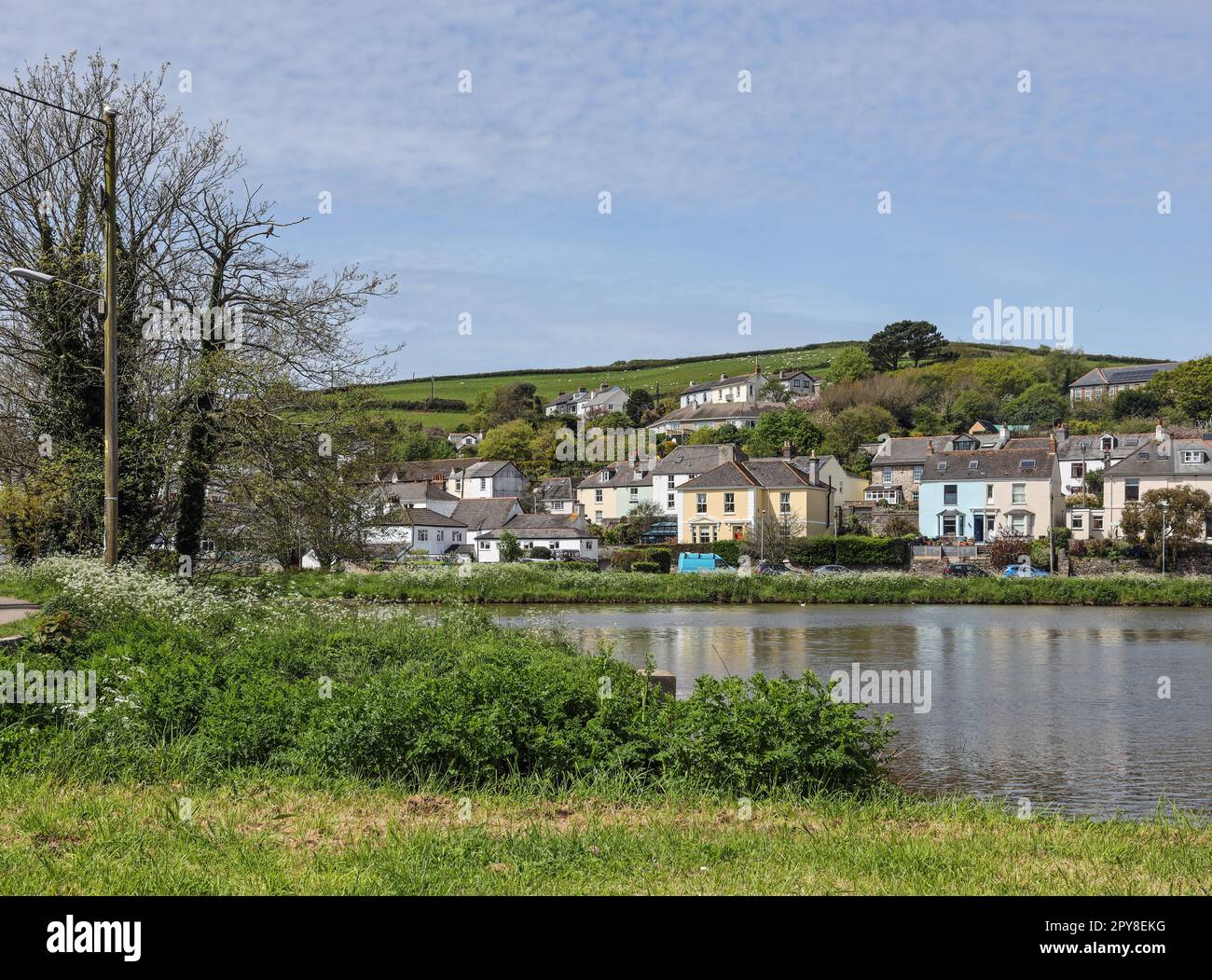 Waterside housing at Millbrook seen over the Lake in south east ...