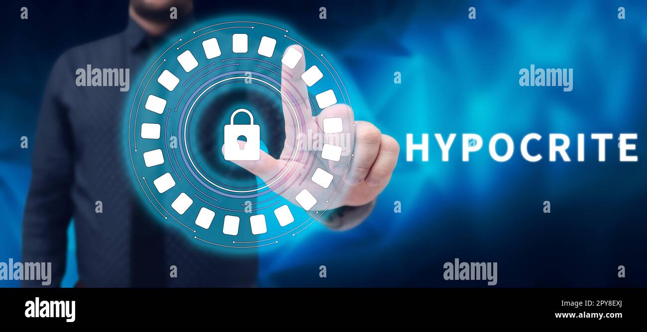 Hand writing sign Hypocrite. Concept meaning Medical condition in which ...