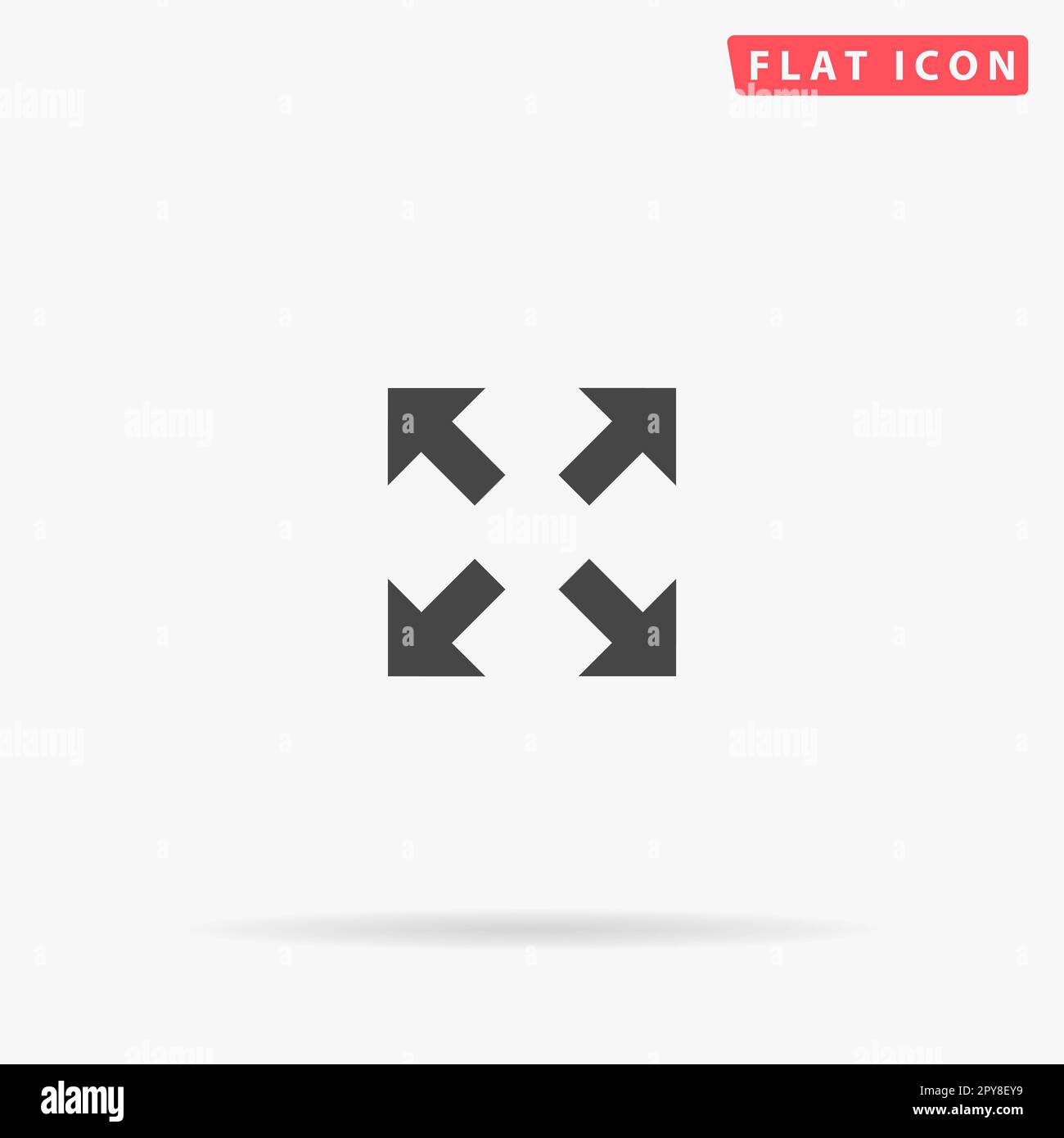 Arrows in four directions. Simple flat black symbol with shadow on ...