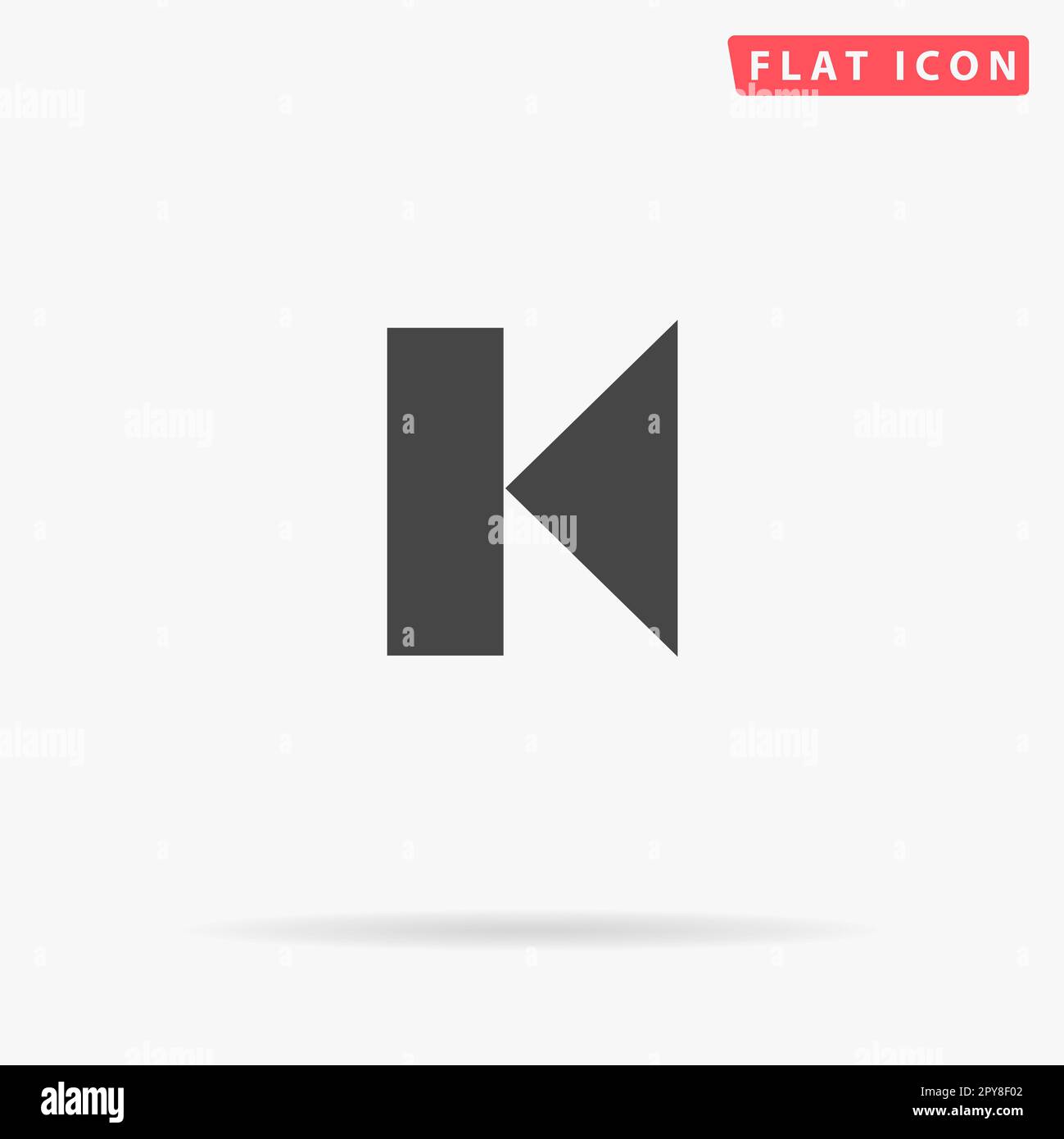 Back Track arrow Media player control button. Simple flat black symbol with shadow on white ...