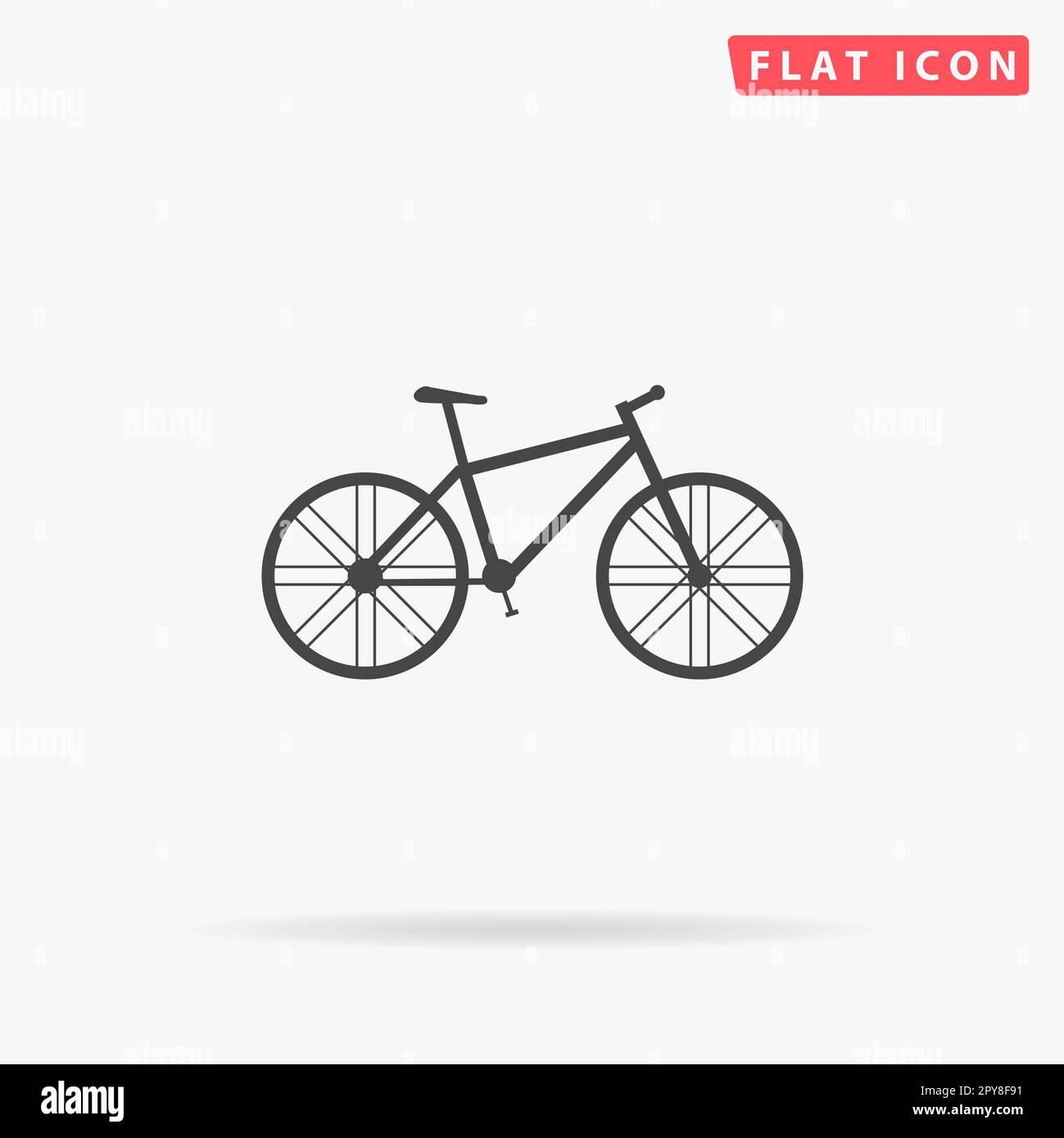 Bicycle. Simple flat black symbol with shadow on white background ...