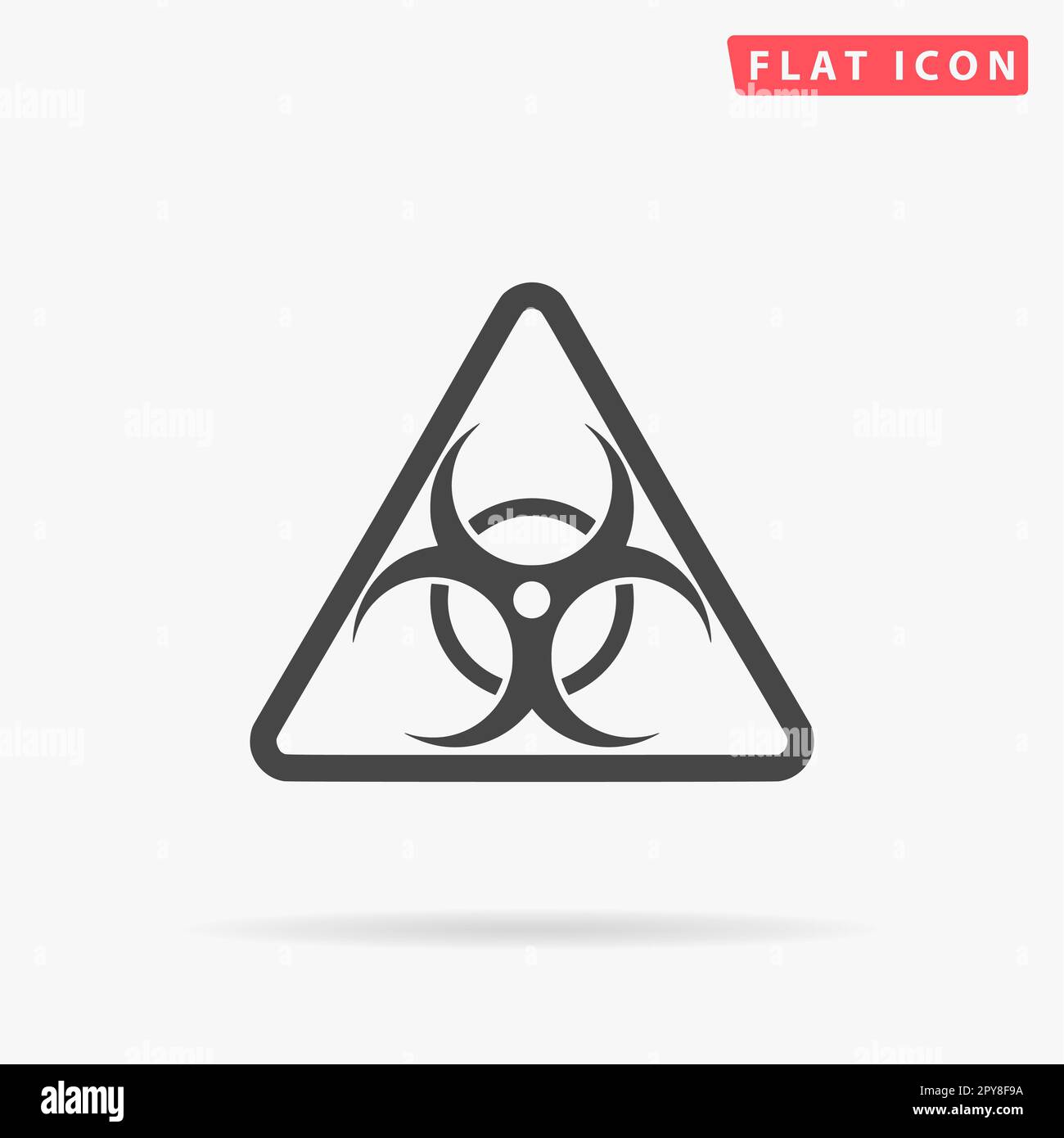 Biohazard. Simple flat black symbol with shadow on white background ...