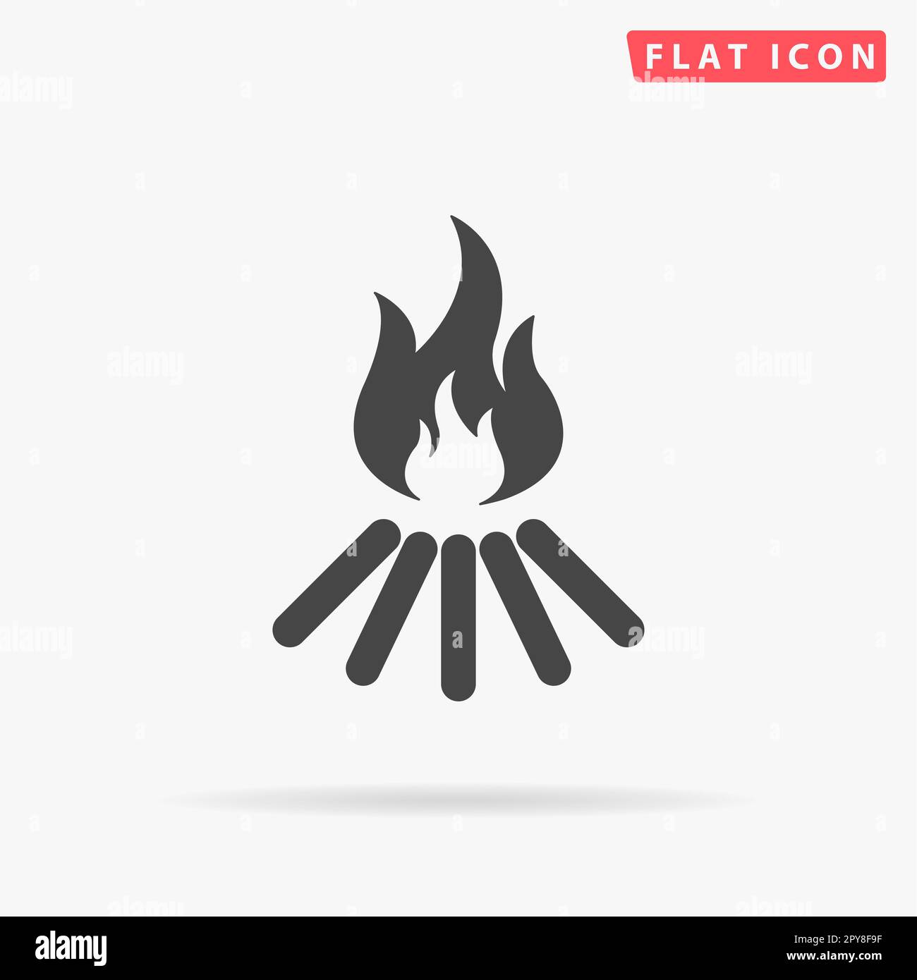 Bonfire vector. Simple flat black symbol with shadow on white ...