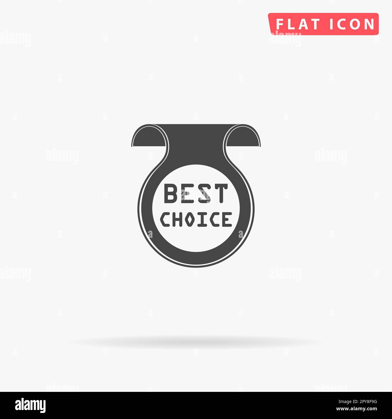 Bookmark with Best Choice message. Simple flat black symbol with shadow ...
