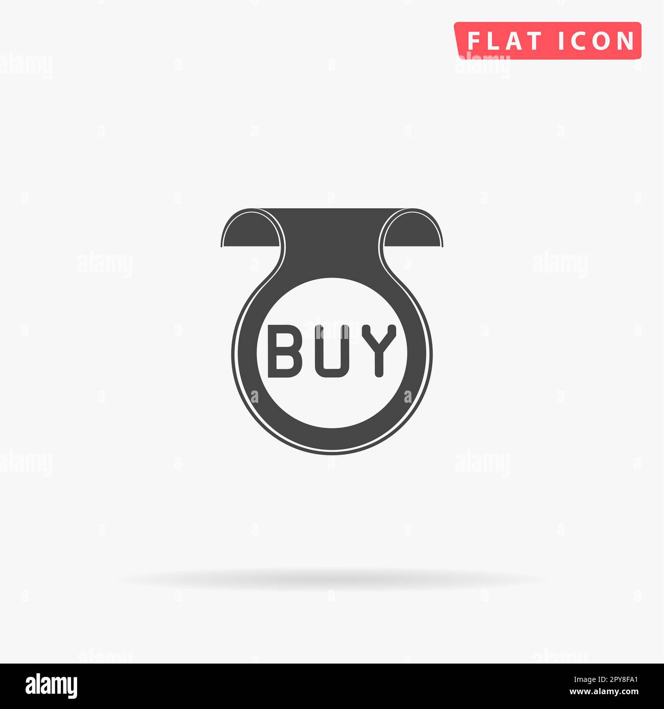 Bookmark with Buy message. Simple flat black symbol with shadow on ...