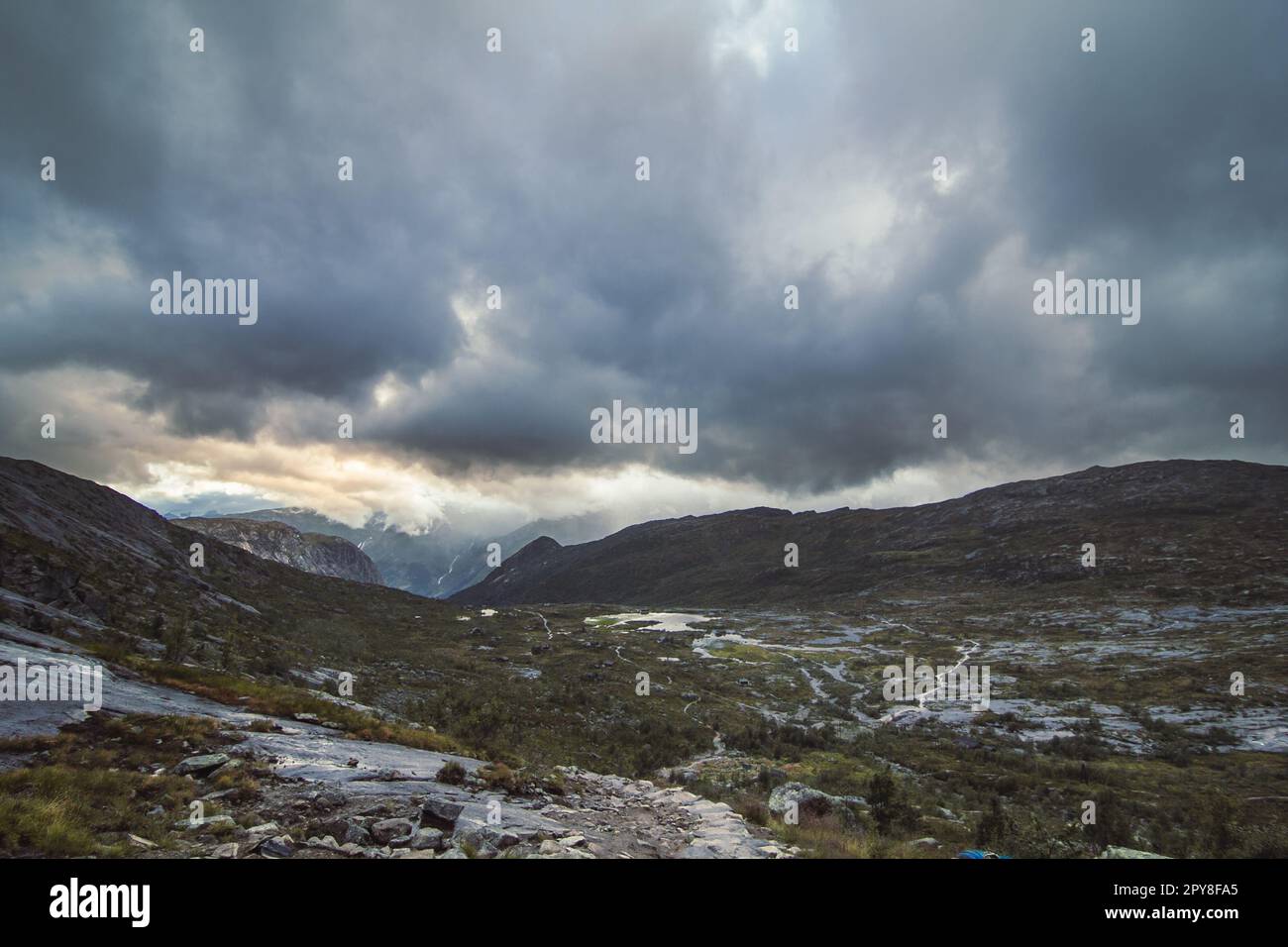Wild valley with river at highland landscape photo Stock Photo - Alamy