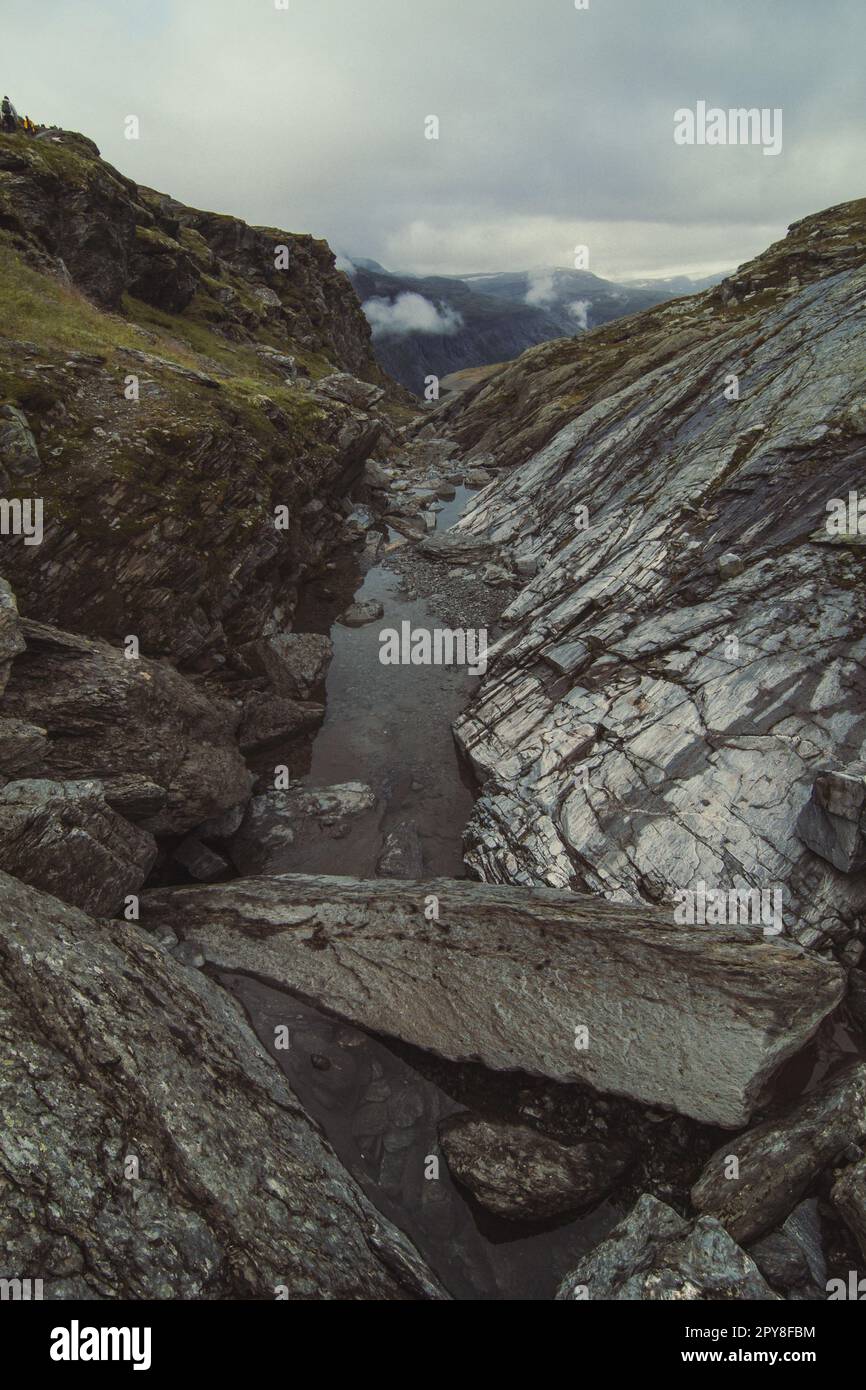River running between steep cliffs landscape photo Stock Photo - Alamy
