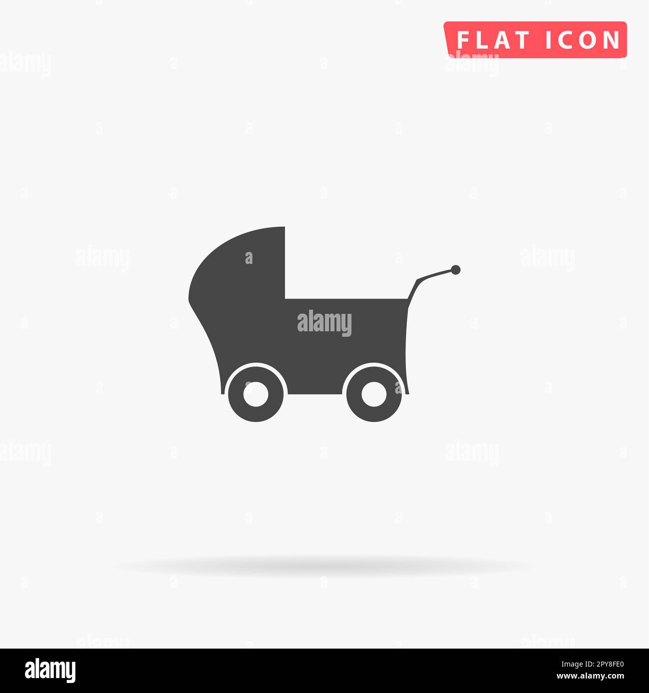 Buggy. Simple flat black symbol with shadow on white background. Vector ...