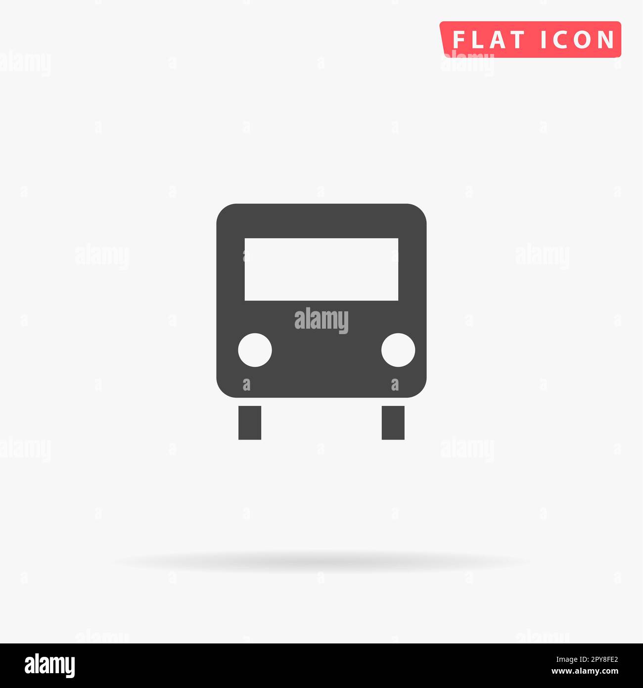 Bus. Simple flat black symbol with shadow on white background. Vector ...