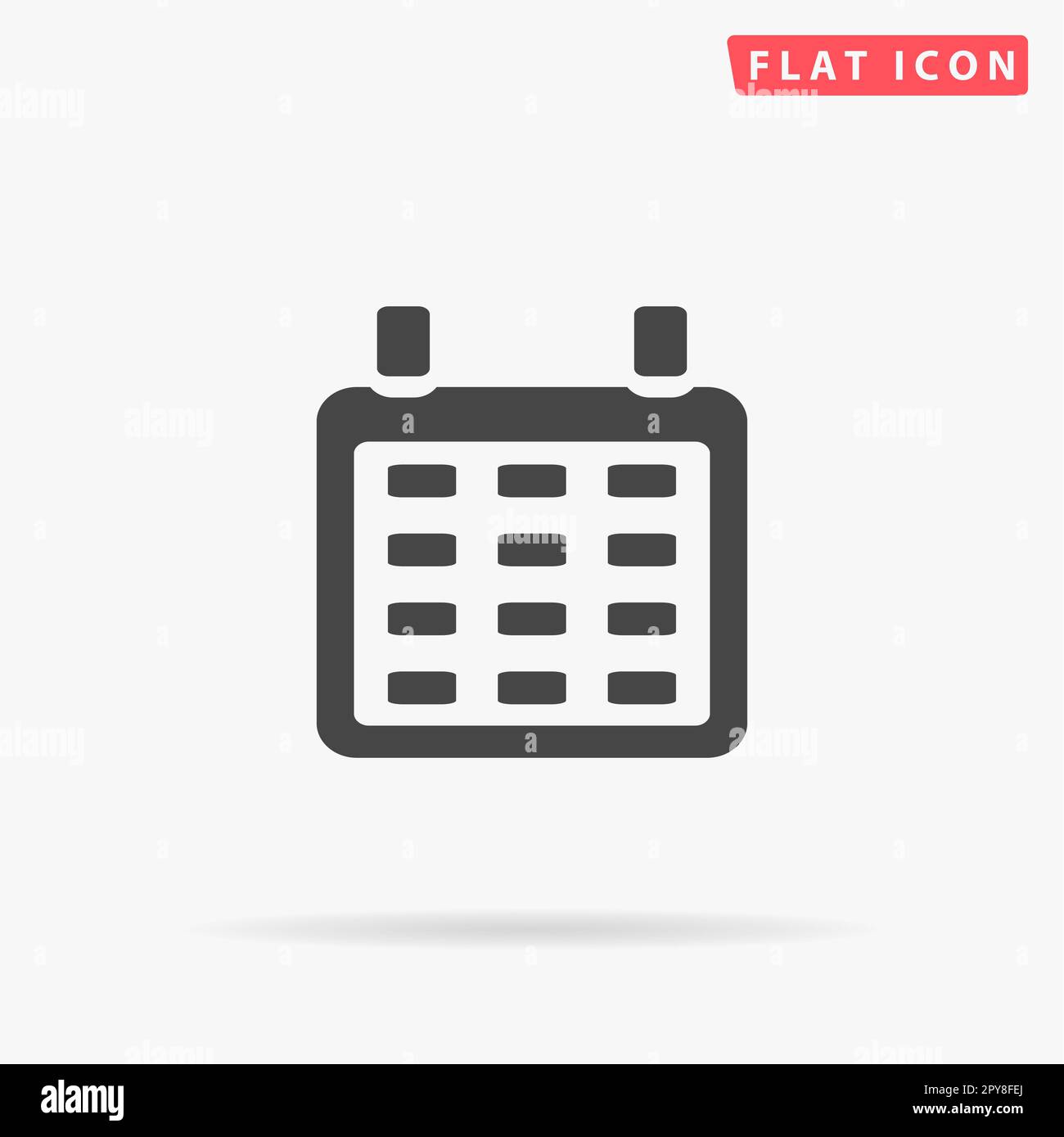 Calendar. Simple flat black symbol with shadow on white background ...