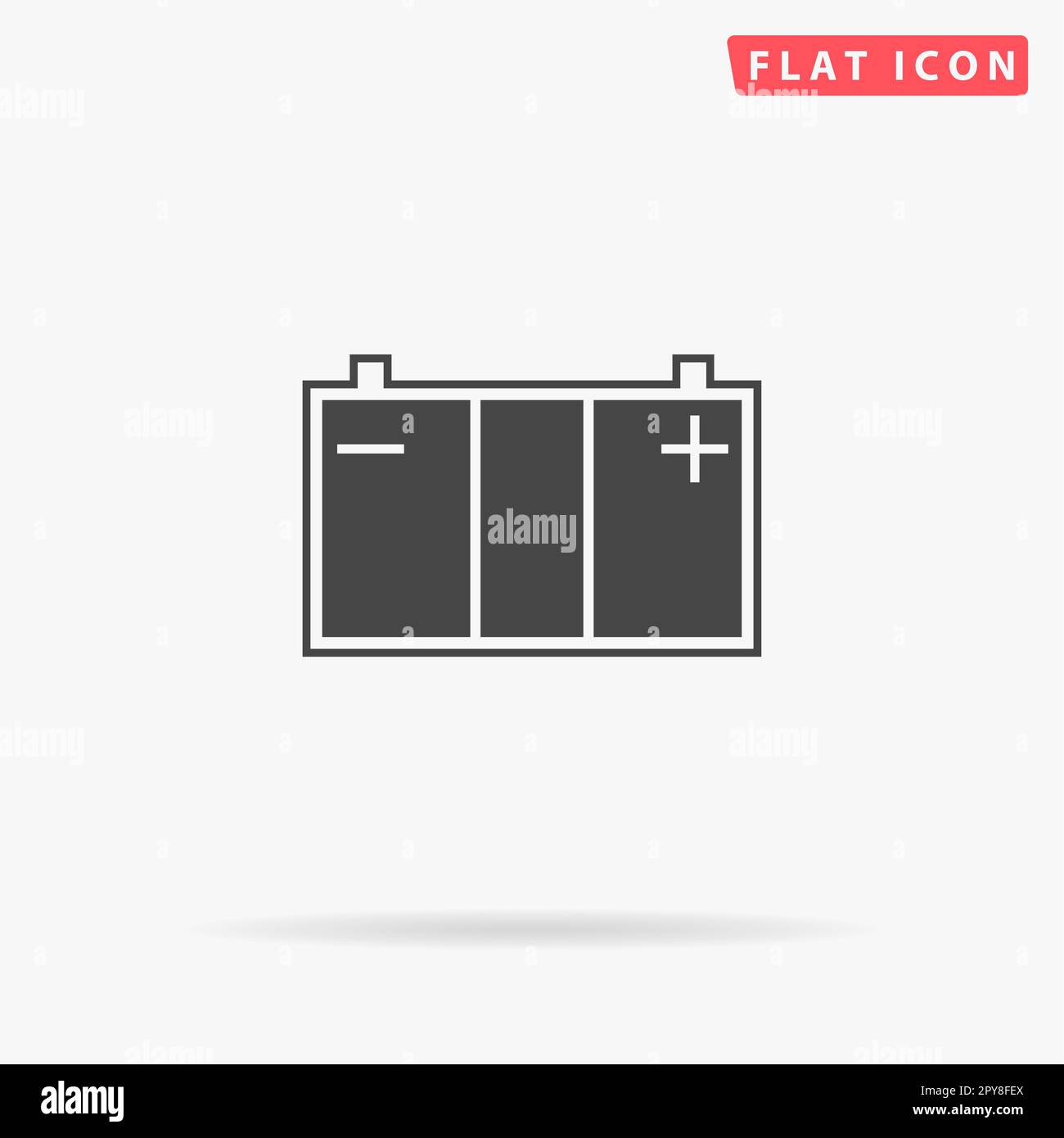 Car battery. Simple flat black symbol with shadow on white background ...