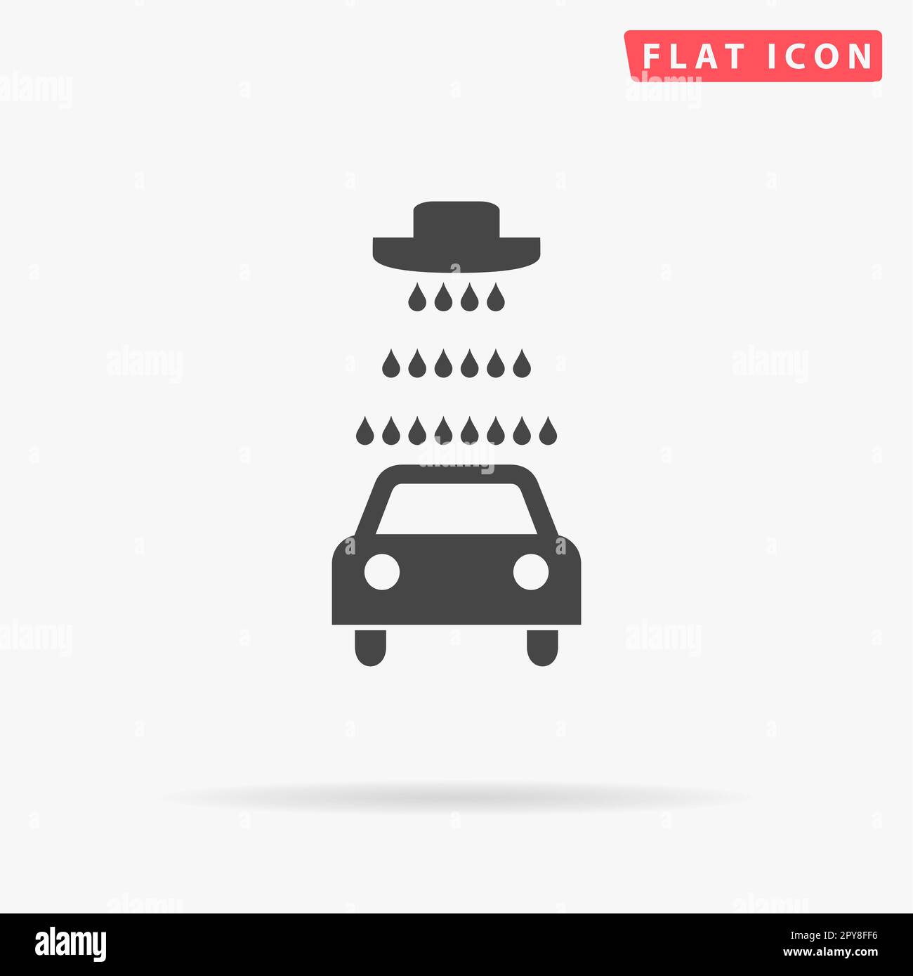 Car wash. Simple flat black symbol with shadow on white background ...