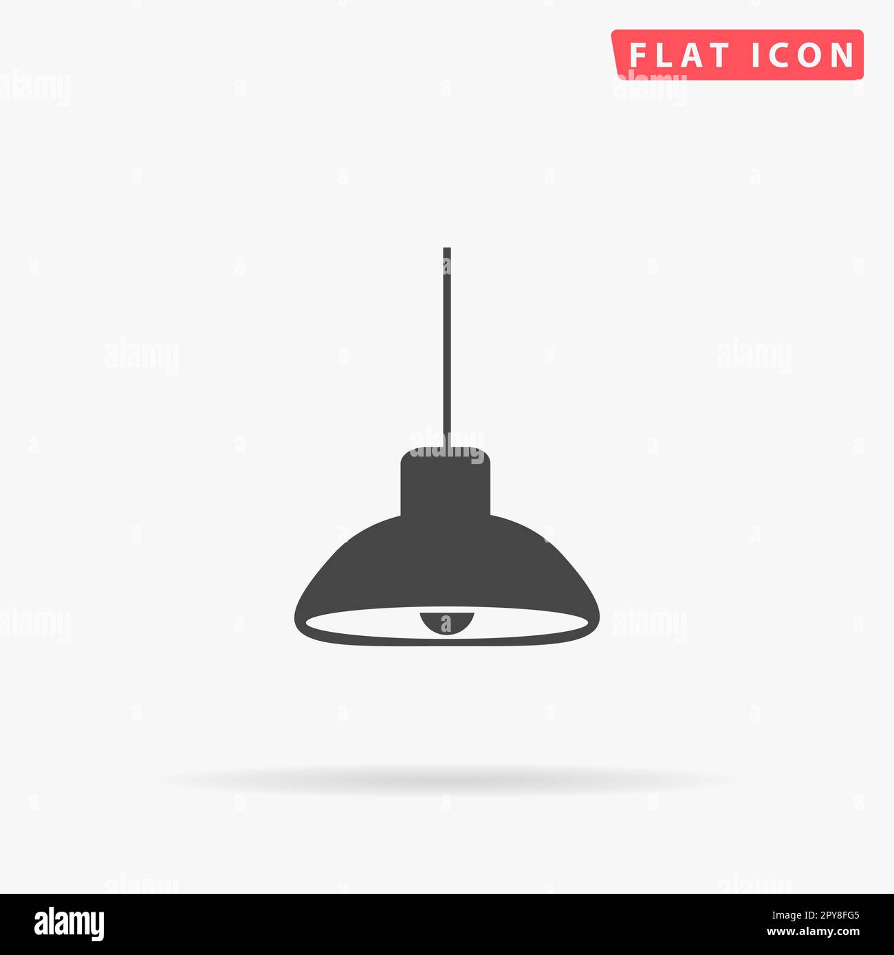 Ceiling lamp. Simple flat black symbol with shadow on white background ...
