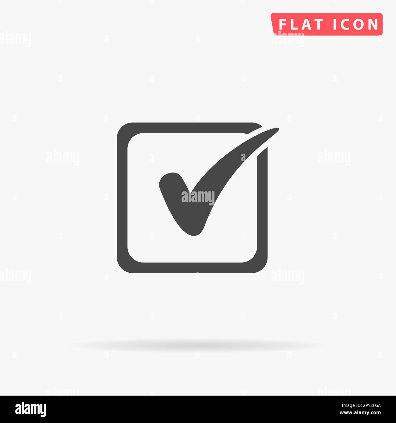 Checklist button - check mark in box sign. Simple flat black symbol ...