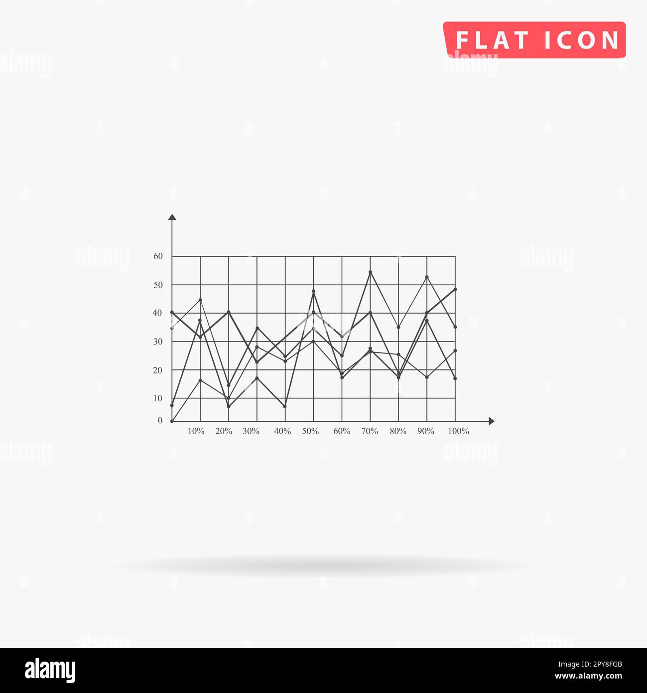 Chart Icon. Simple flat black symbol with shadow on white background ...