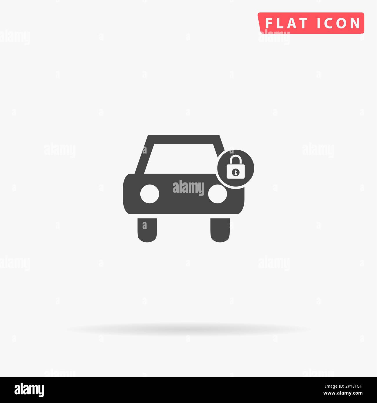 Car lock. Simple flat black symbol with shadow on white background ...