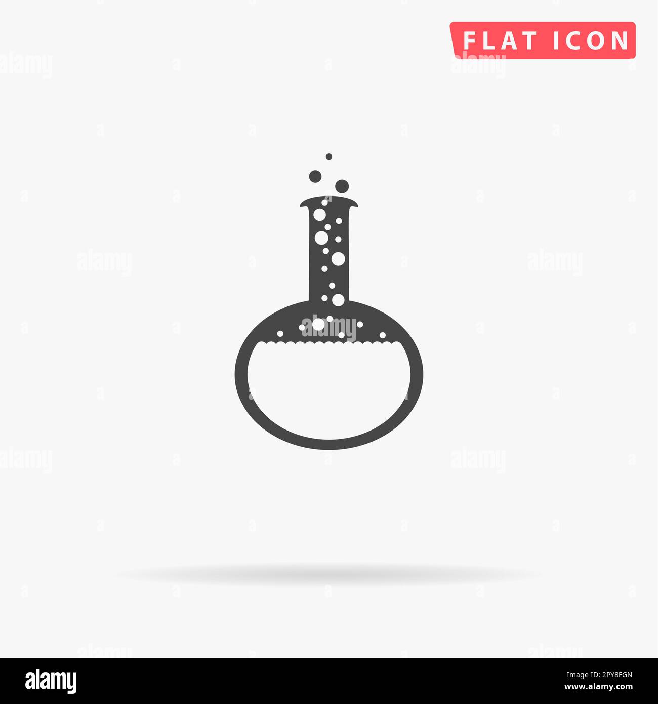 Chemistry test. Bulb symbol with drops. Laboratory glass. Simple flat ...