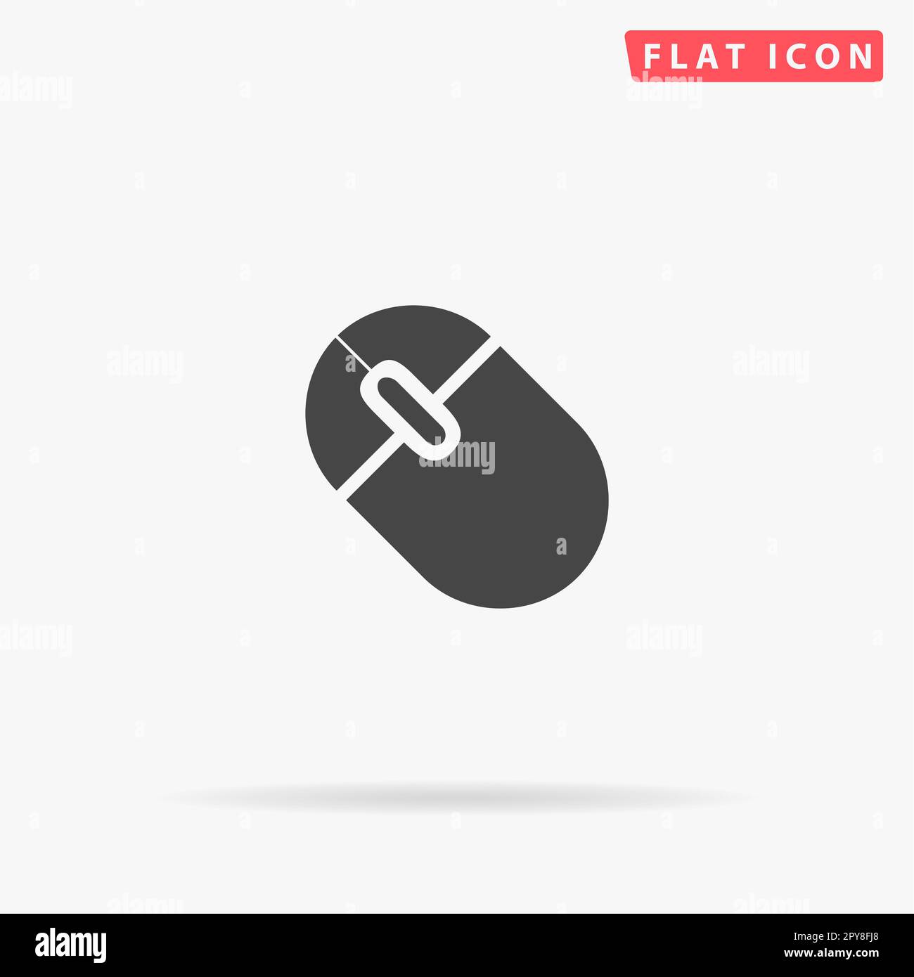 Computer mouse. Simple flat black symbol with shadow on white ...
