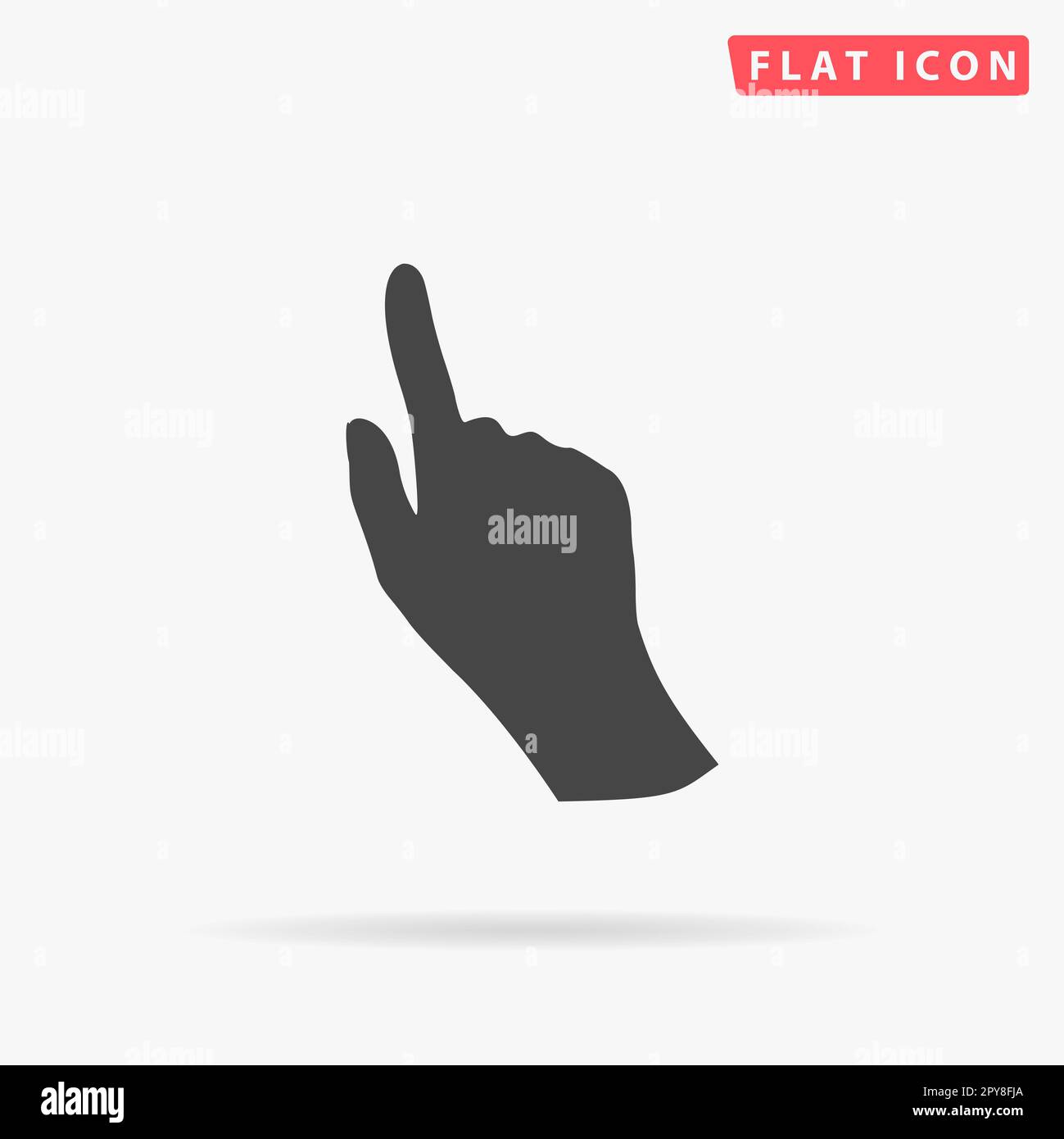Cursor hand. Simple flat black symbol with shadow on white background ...