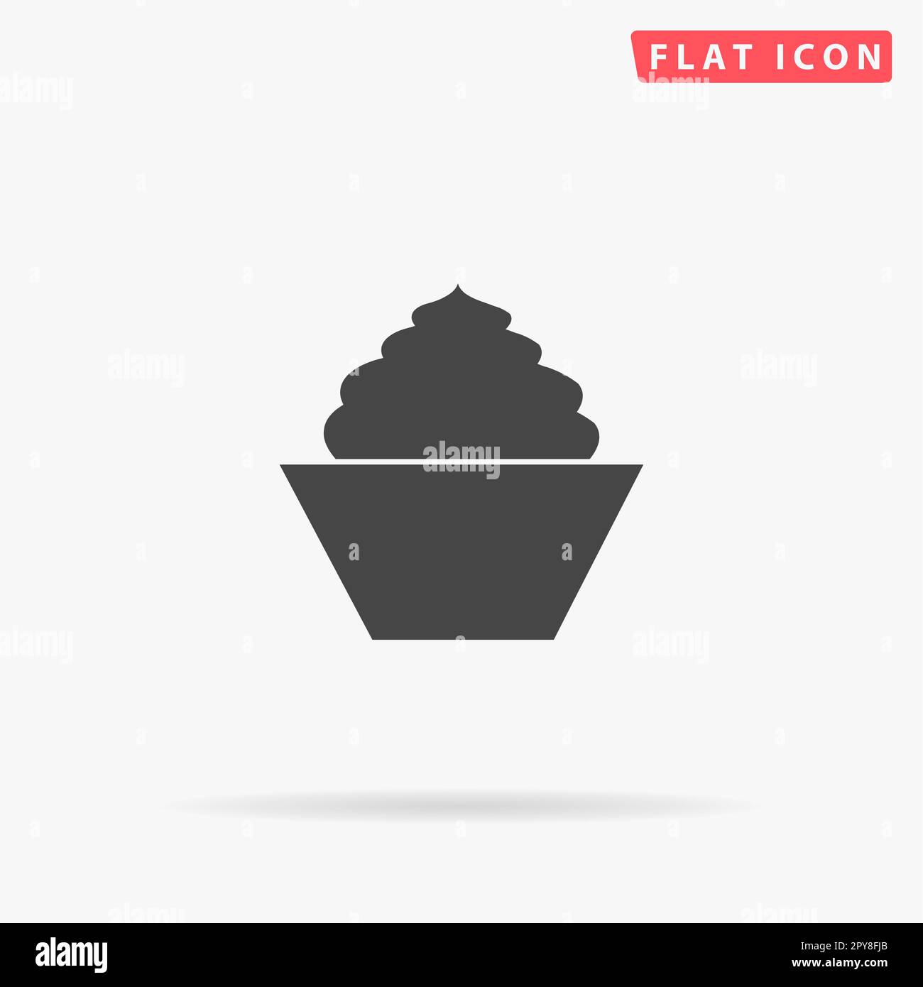 Cupcake. Simple flat black symbol with shadow on white background ...