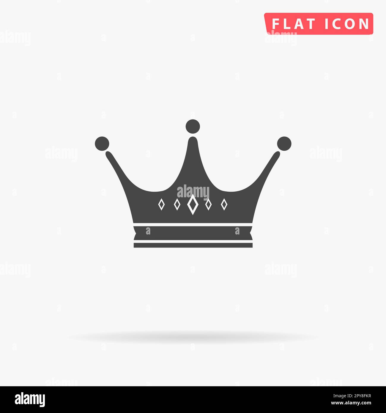 Crown. Simple flat black symbol with shadow on white background. Vector ...