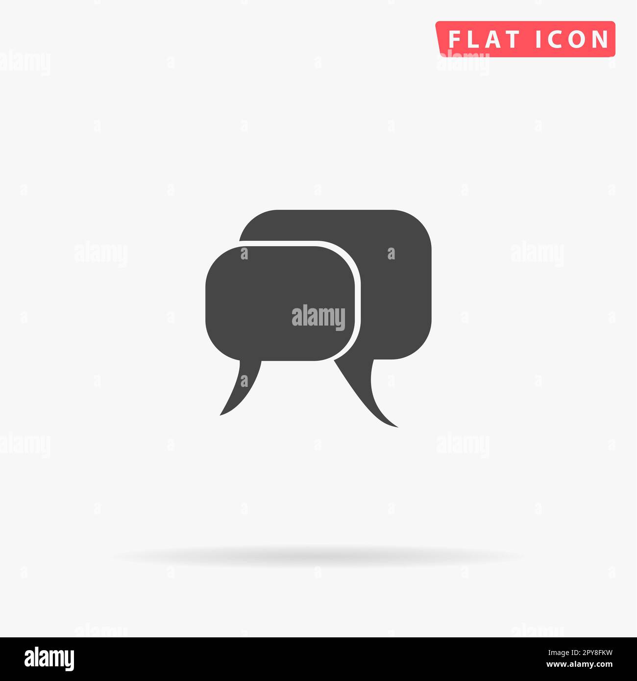 Dialogue quote. Simple flat black symbol with shadow on white ...