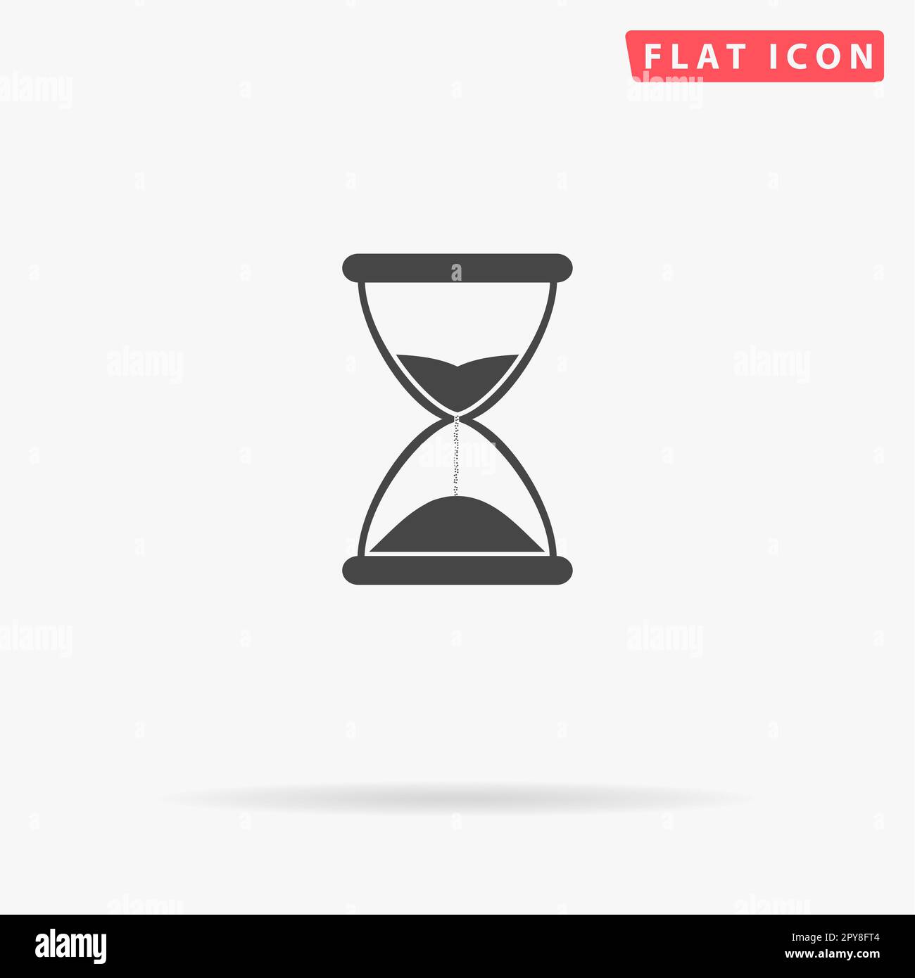 Hourglass time. Simple flat black symbol with shadow on white ...
