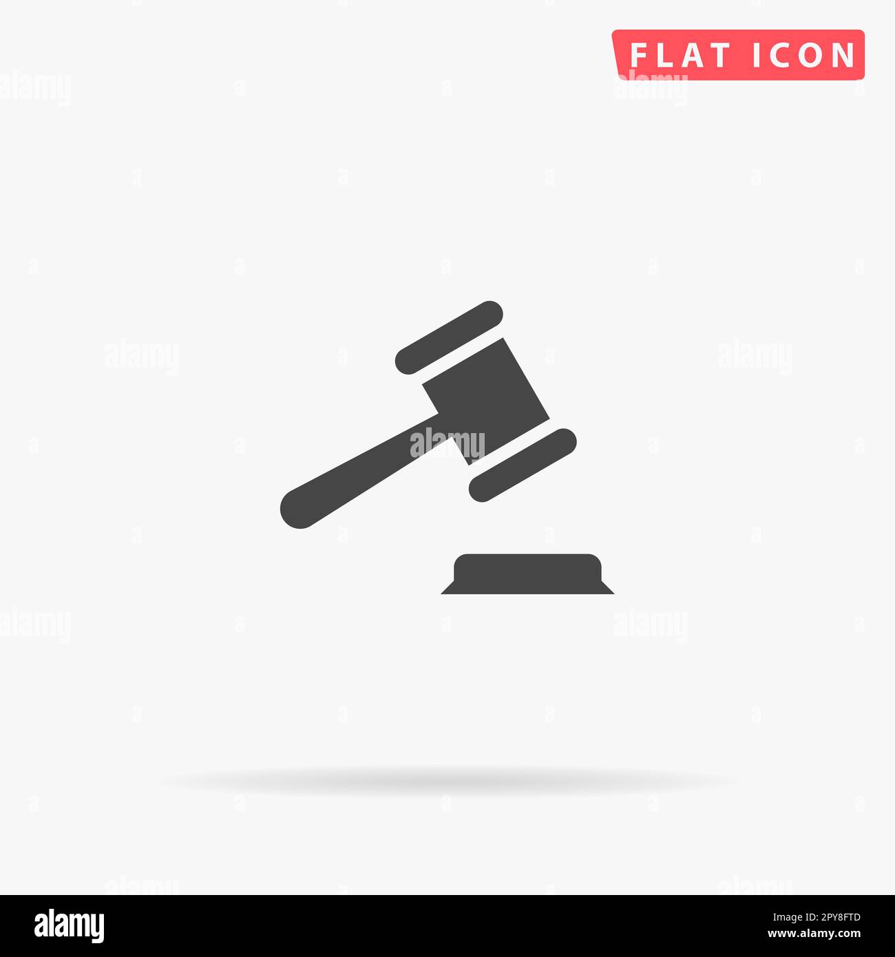 Judge gavel. Simple flat black symbol with shadow on white background ...